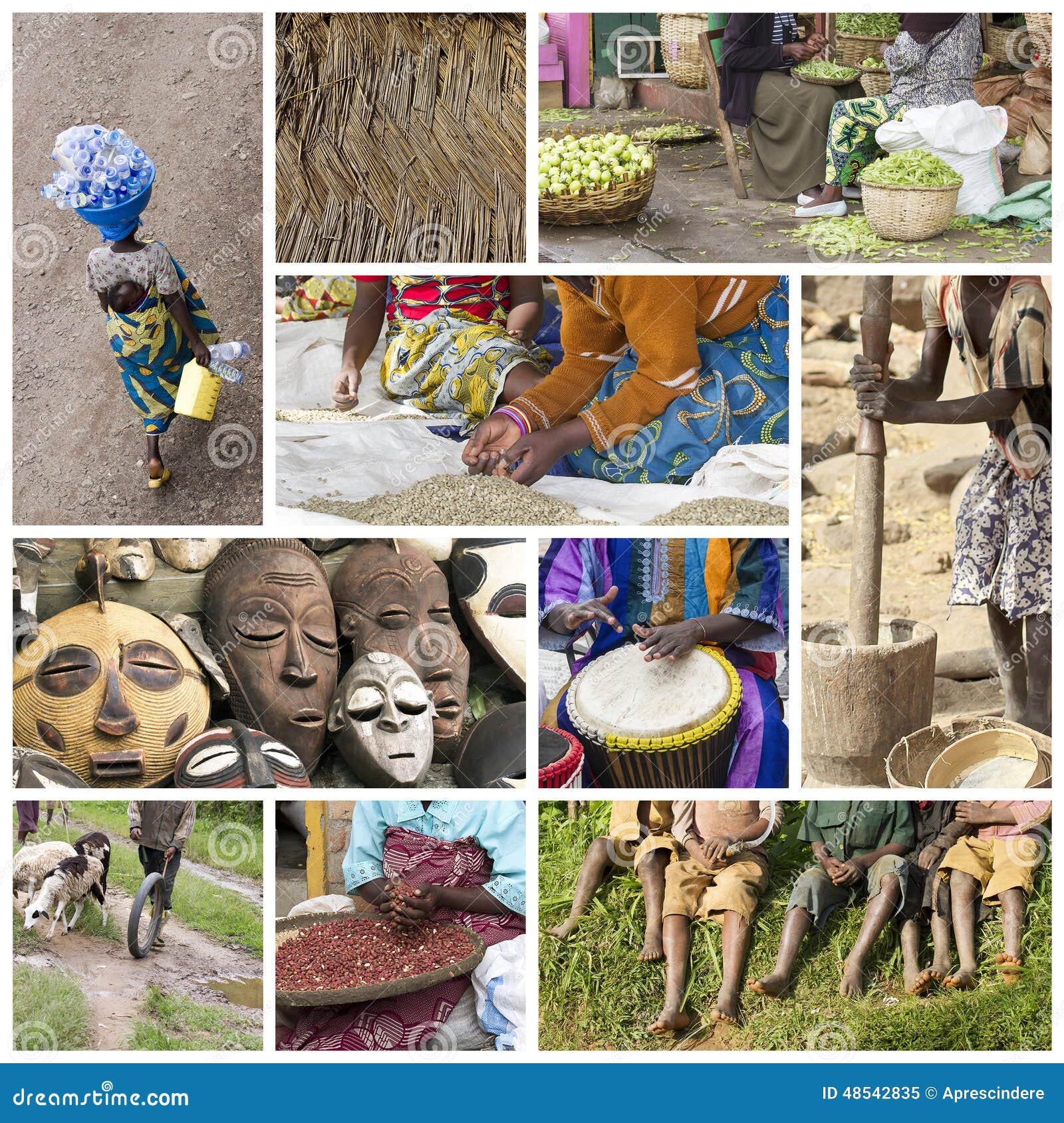 Collage De La Vida De África Imagen de archivo - Imagen de diversidad ...