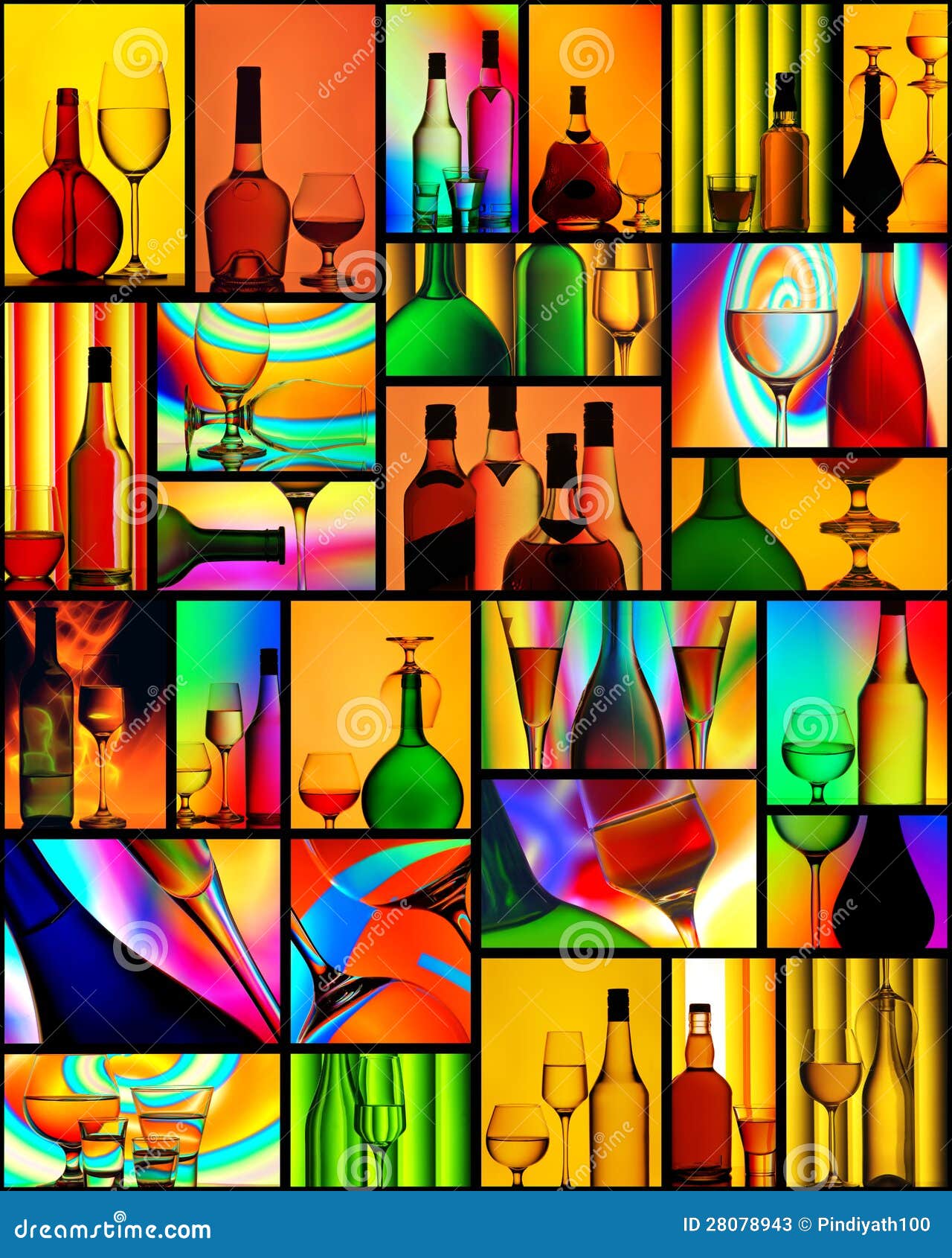 Collage De Las Bebidas Alcohólicas Stock de ilustración - Ilustración ...