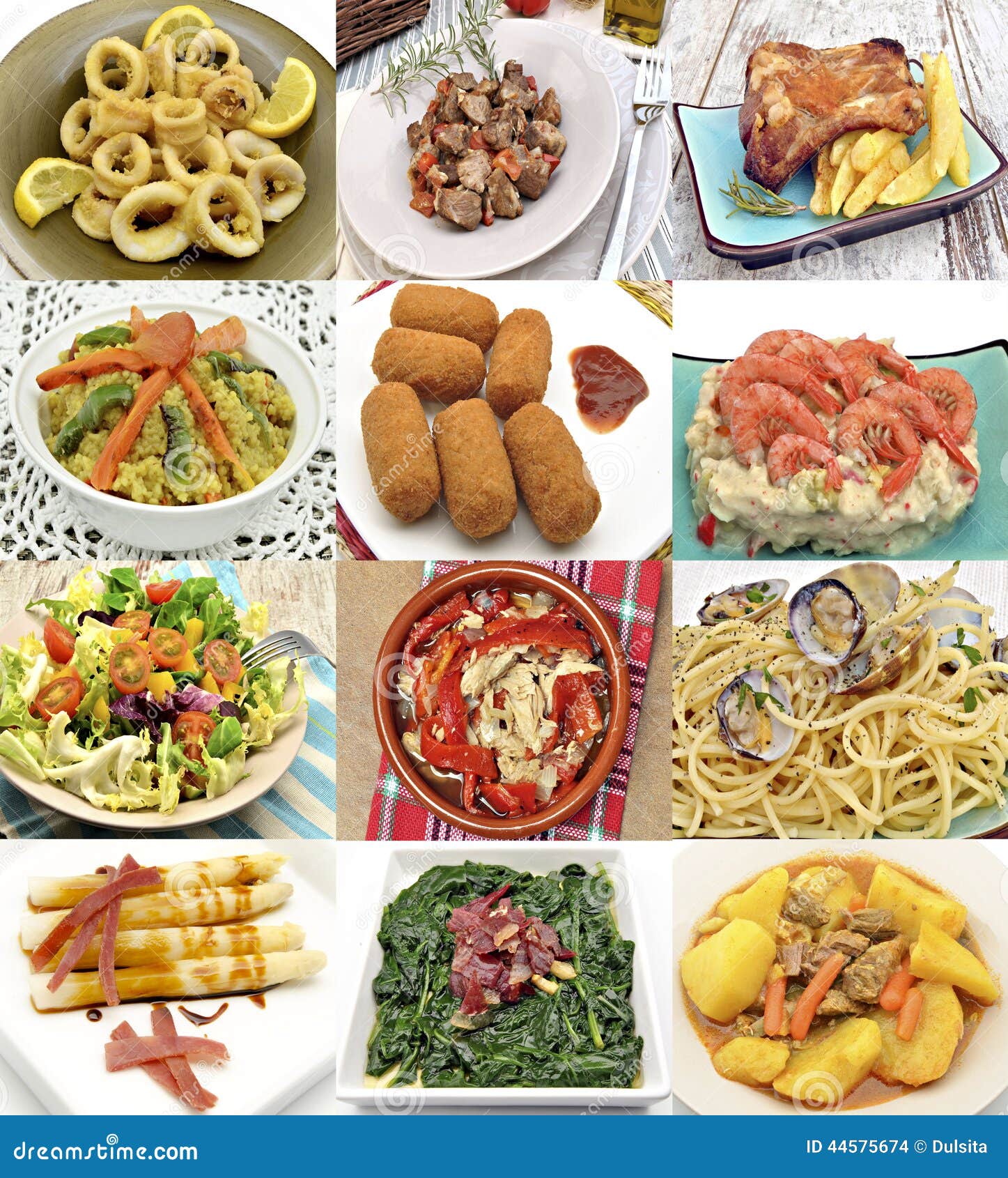 Collage De Los Platos Cocinados Foto de archivo - Imagen de mejillones ...