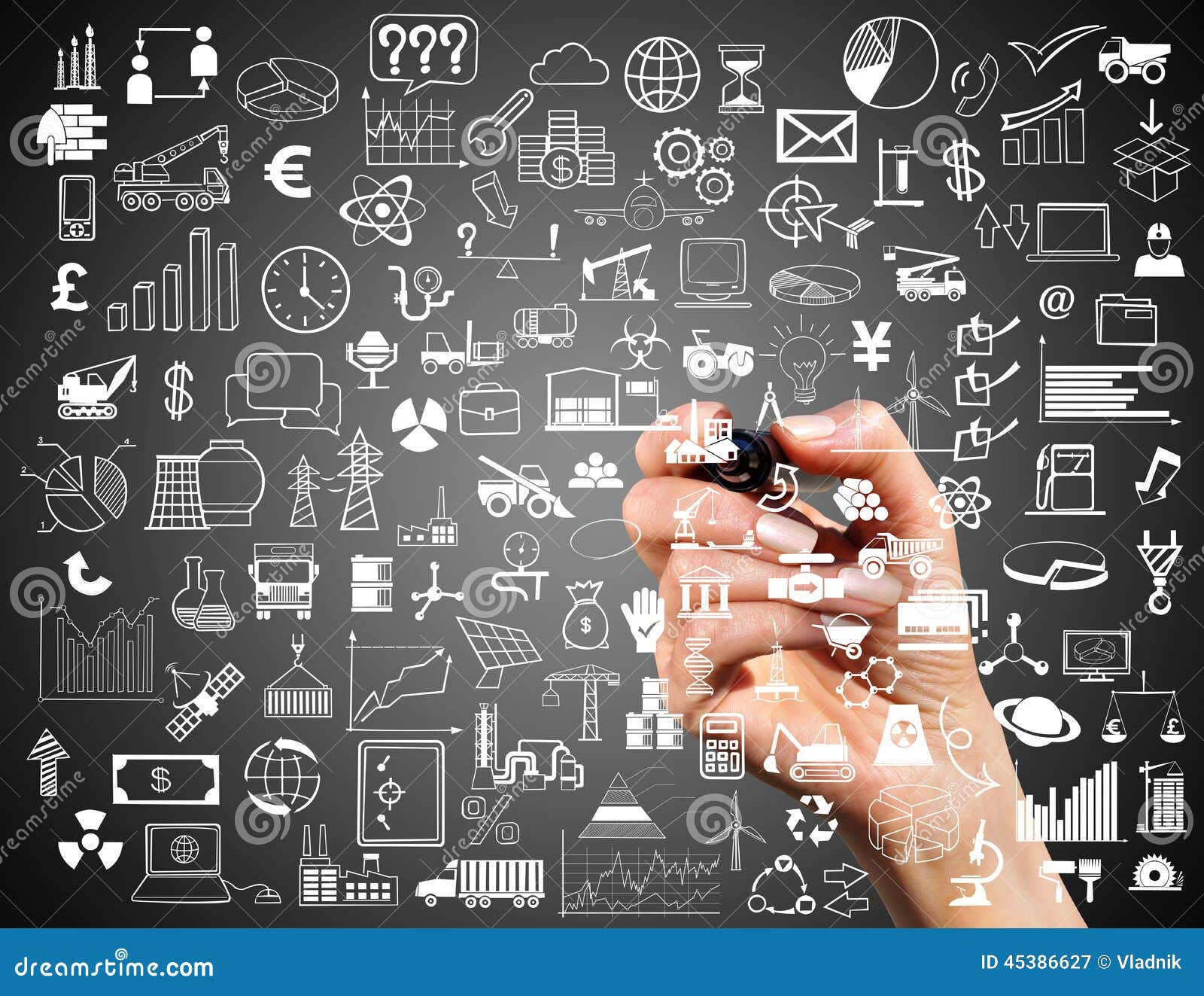 Collage De Los Símbolos Del Negocio Imagen de archivo - Imagen de carga ...