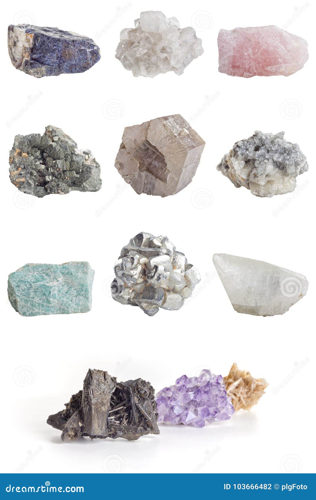 Collage De Minerales En El Fondo Blanco Foto de archivo - Imagen de ...