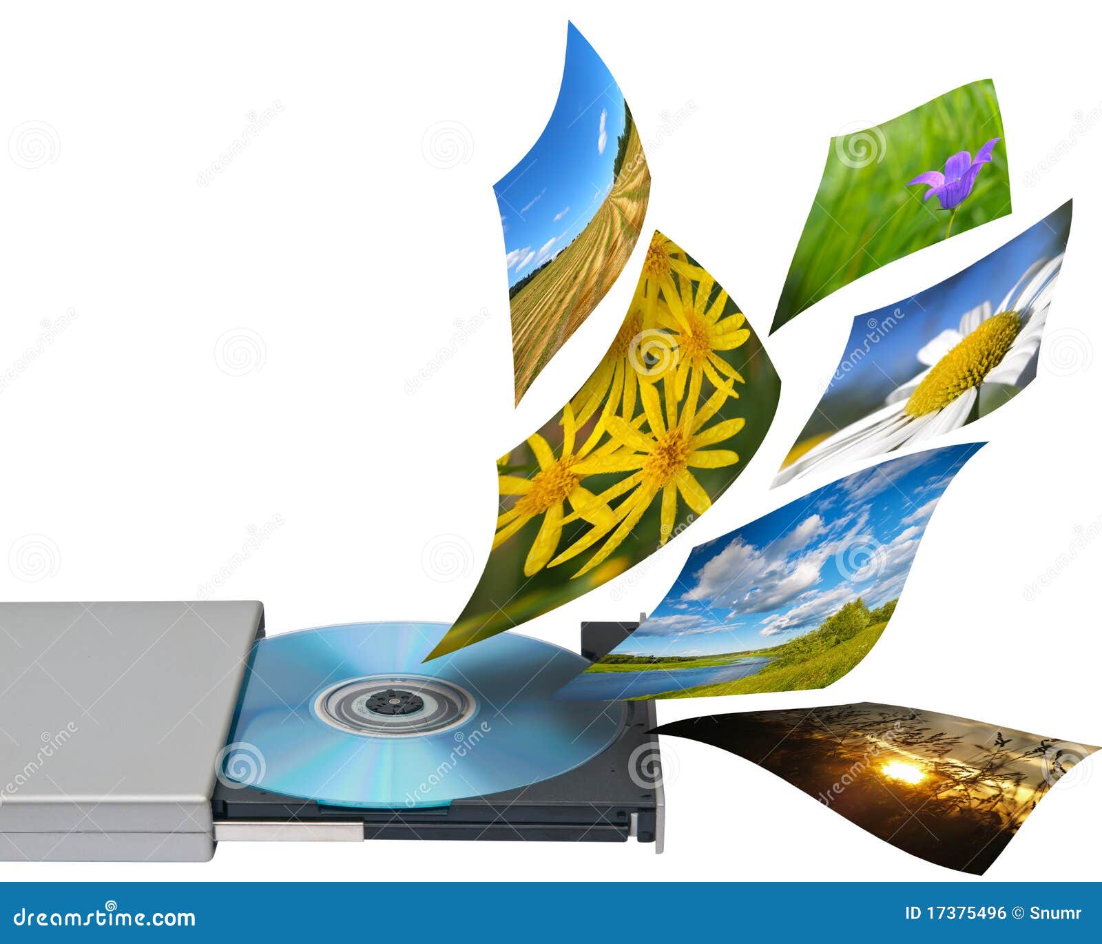 Collage De Plusieurs Photos Et Cd Ou Dvdrom Illustration Stock ...