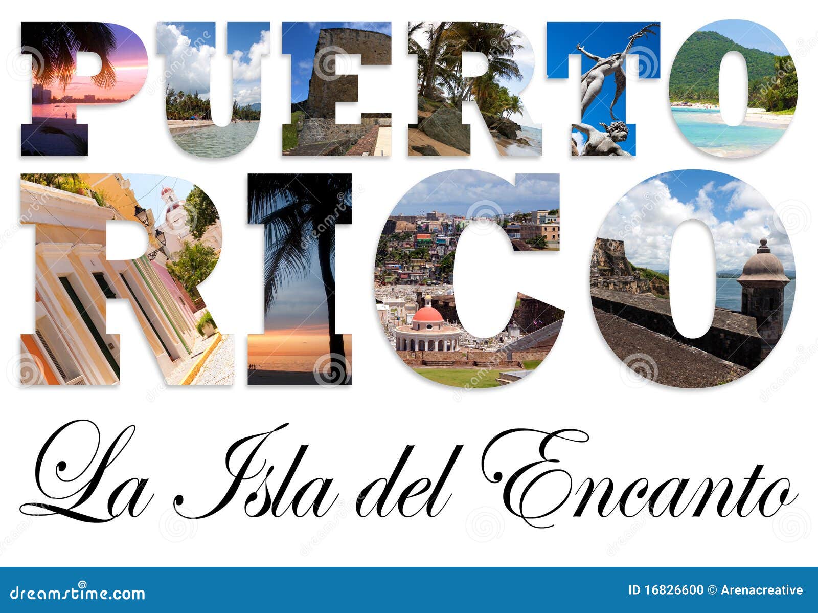 Collage de Puerto Rico stock de ilustración. Ilustración de texto ...