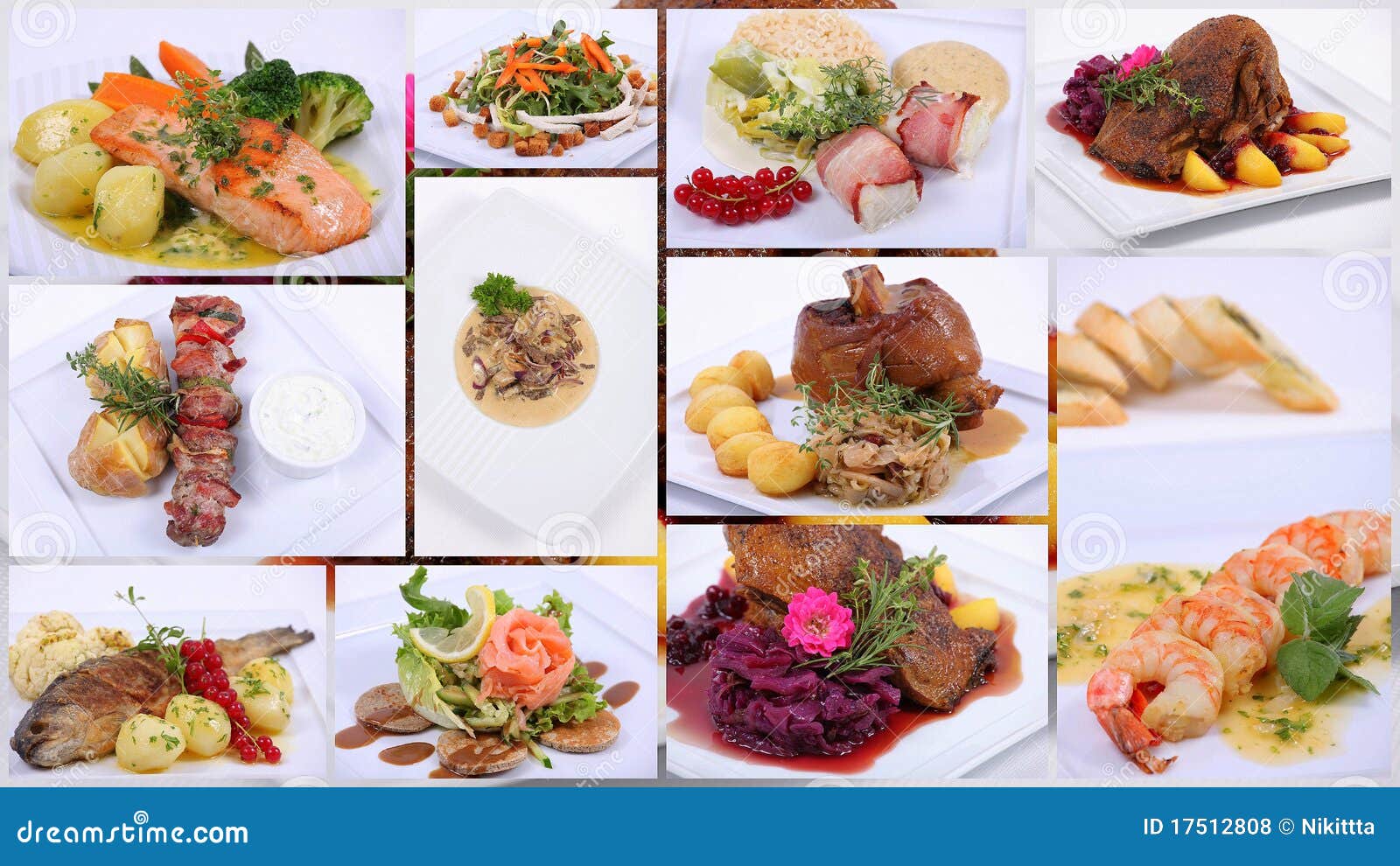 Collage De Una Comida De Cena Fina Foto de archivo - Imagen de ...