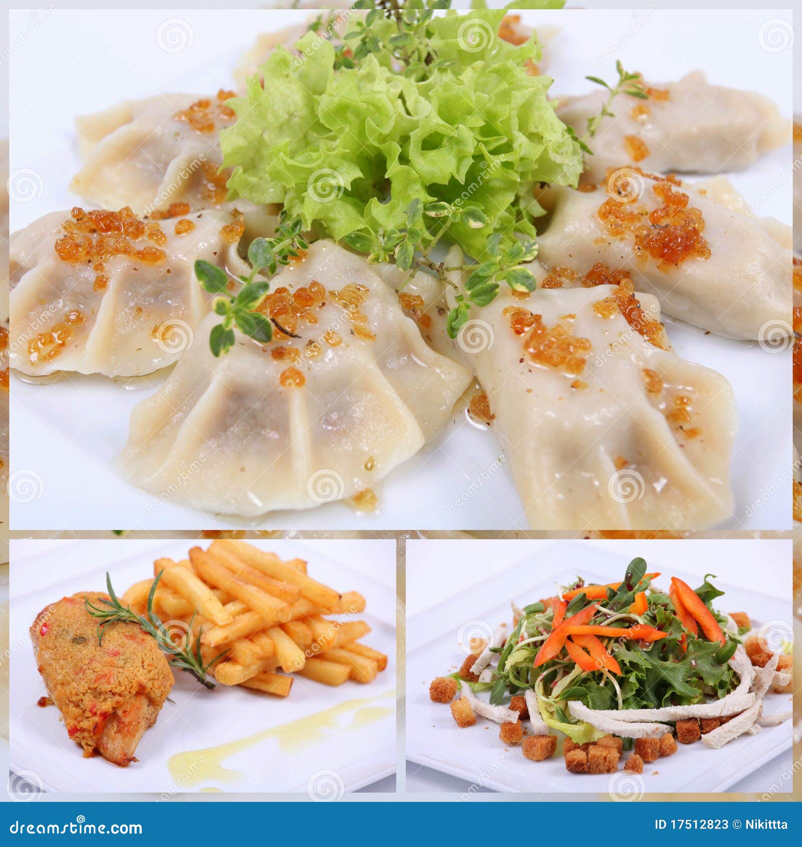 Collage De Una Comida De Cena Fina Imagen de archivo - Imagen de ...