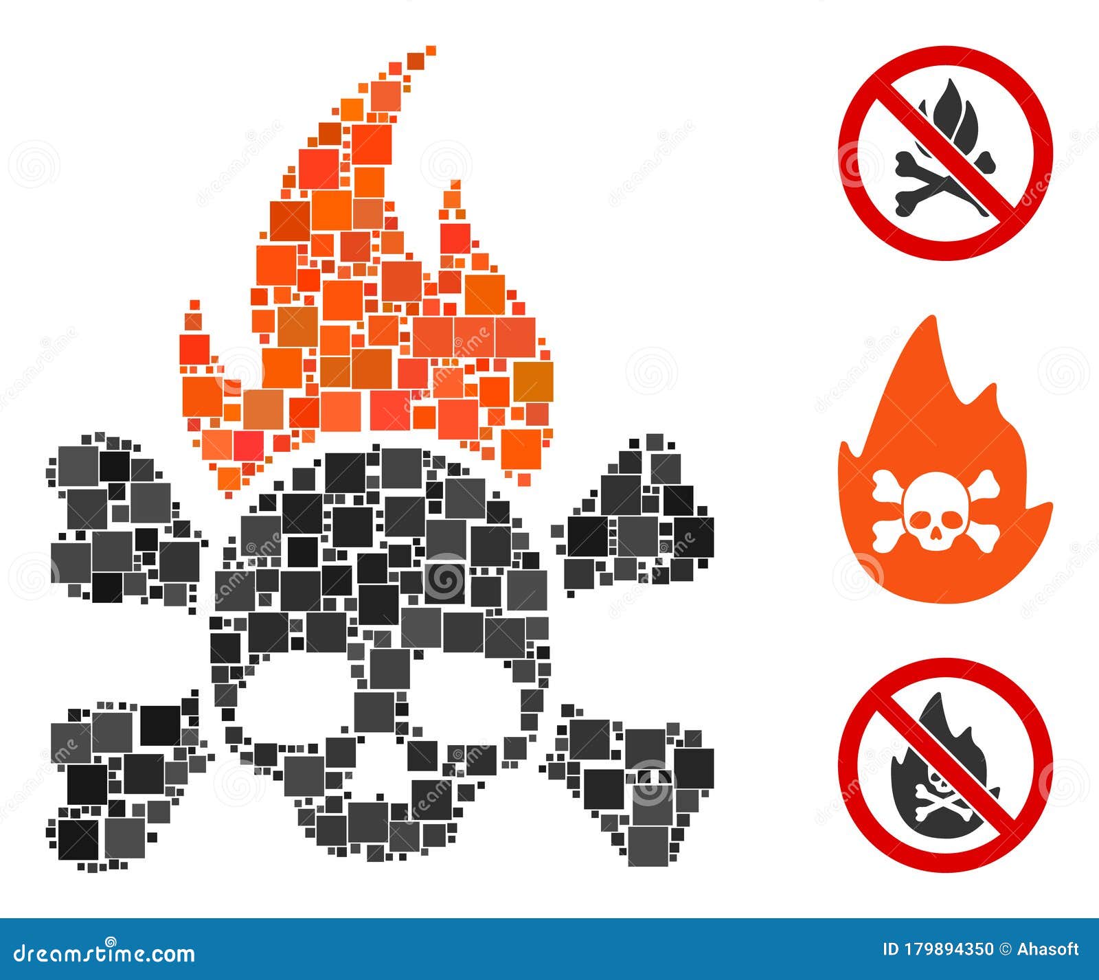 Square Death Fire Icon Vector Collage Stock Illustration - Illustration ...
