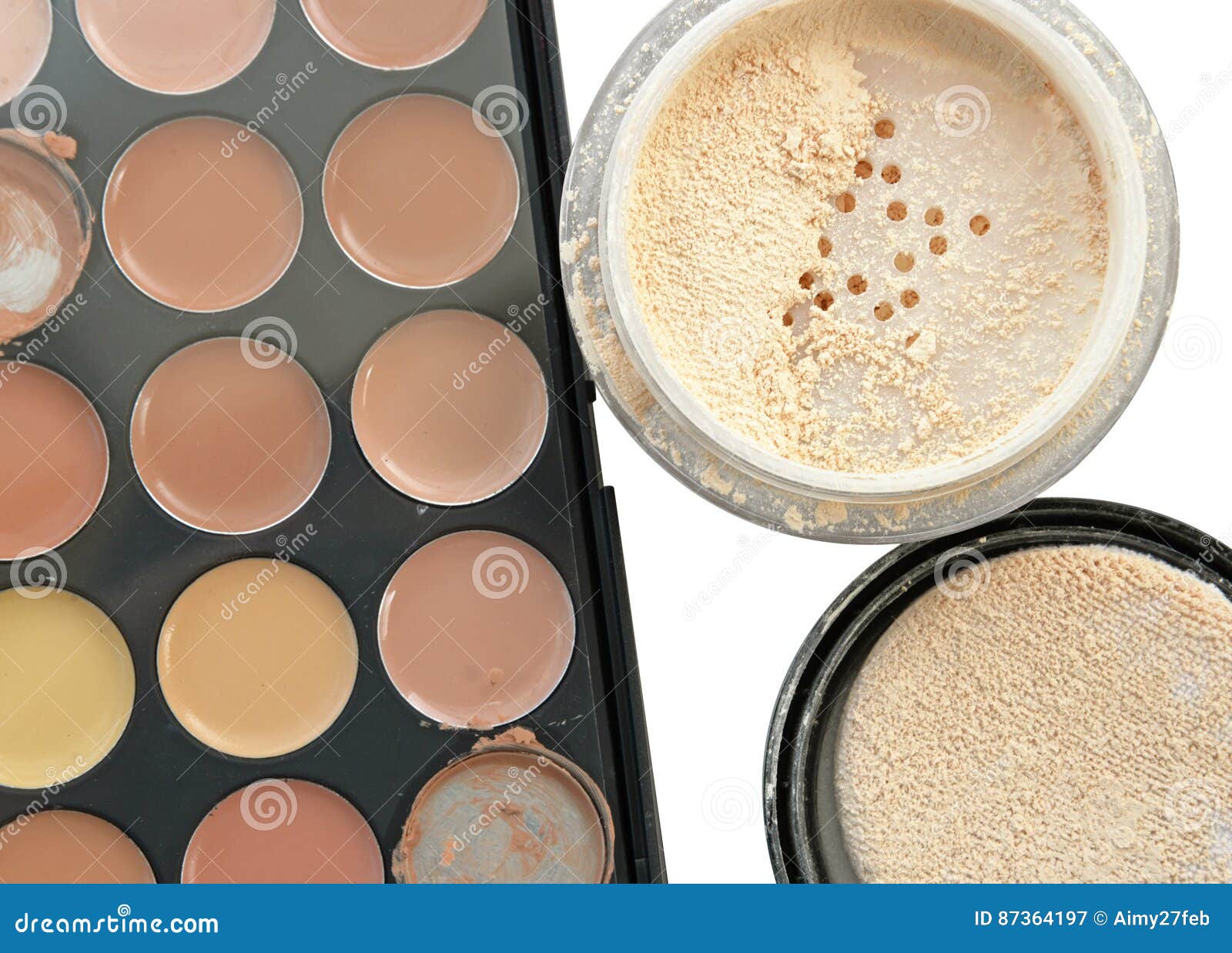 Collage of Decorative Cosmetics on White Background. Beauty and Makeup ...