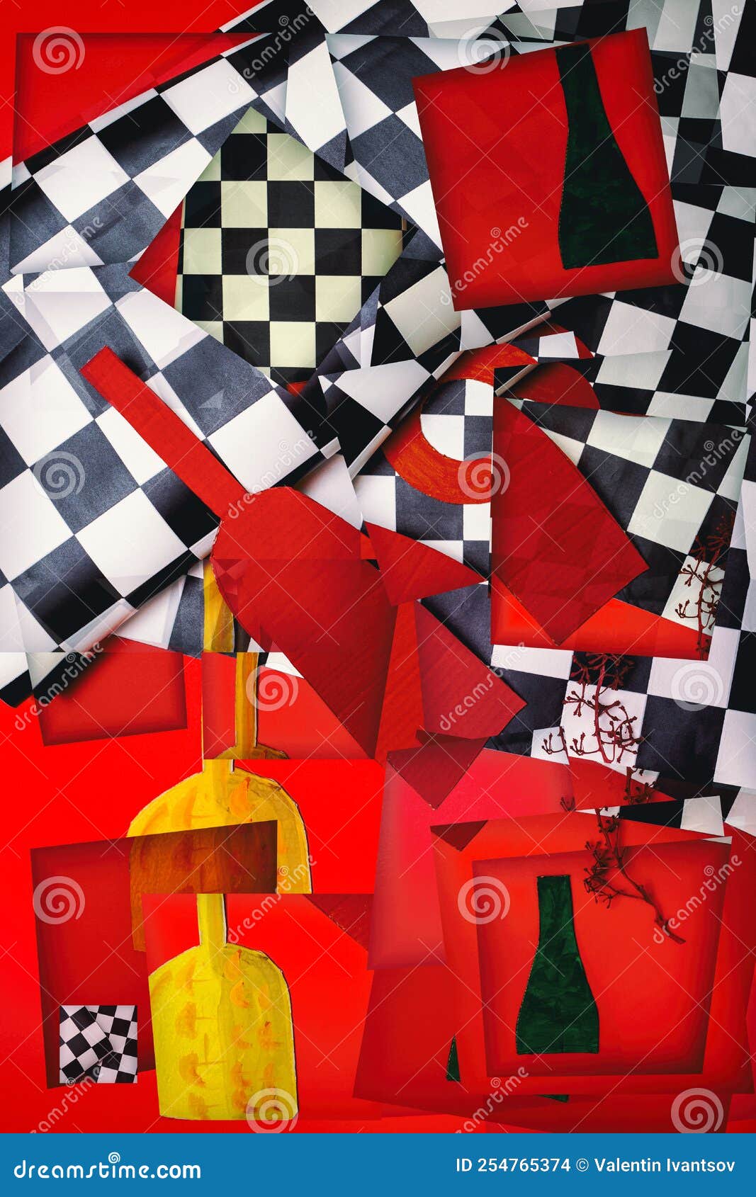 Collage of Decorative Still Life with Cut-out Cardboard Bottles Stock ...