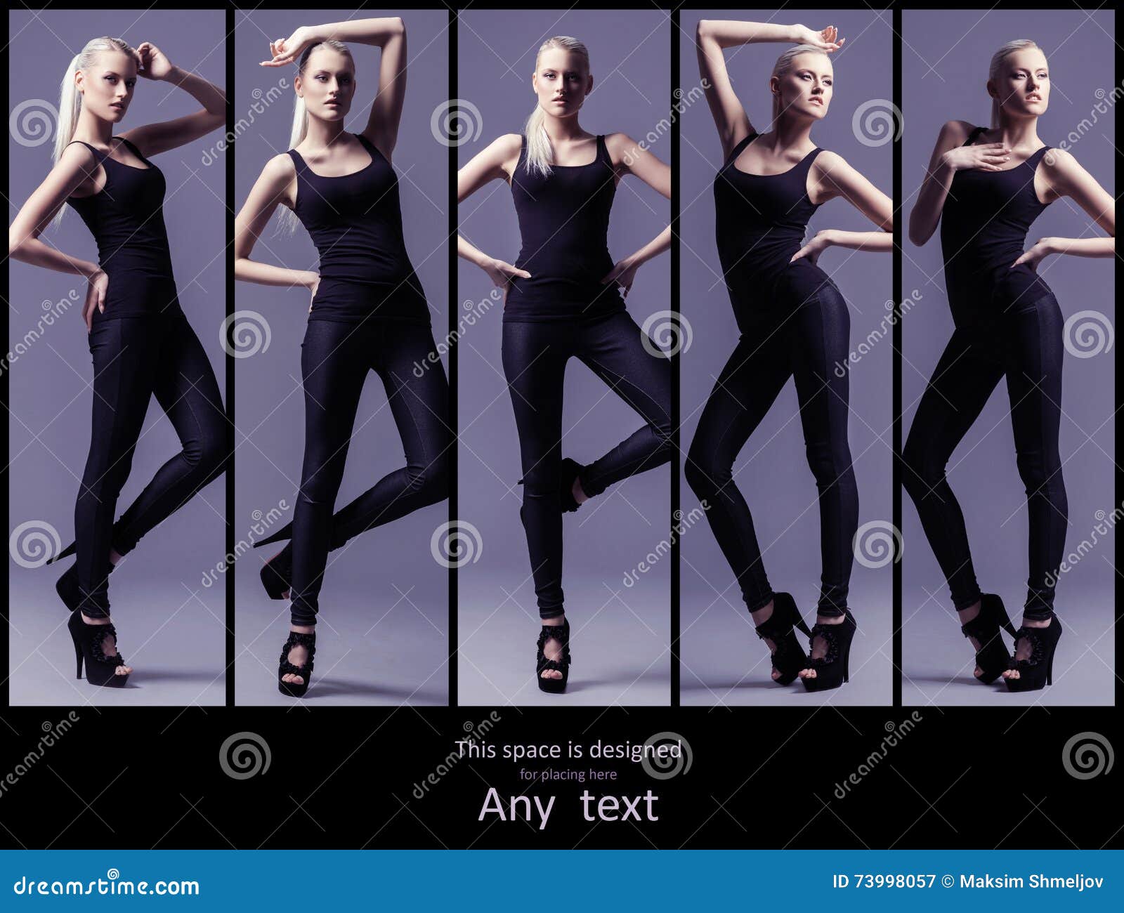 Collage Dei Modelli Di Moda Che Posano in Uno Studio Immagine Stock ...