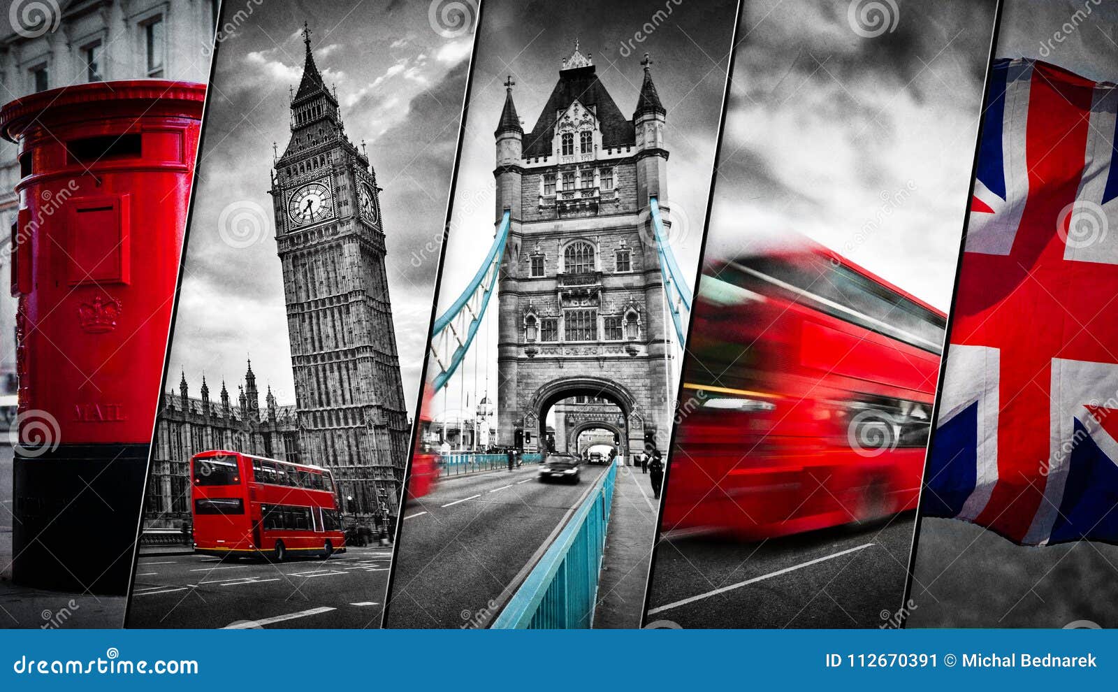 Collage Dei Simboli Di Londra, Regno Unito Immagine Stock - Immagine di ...