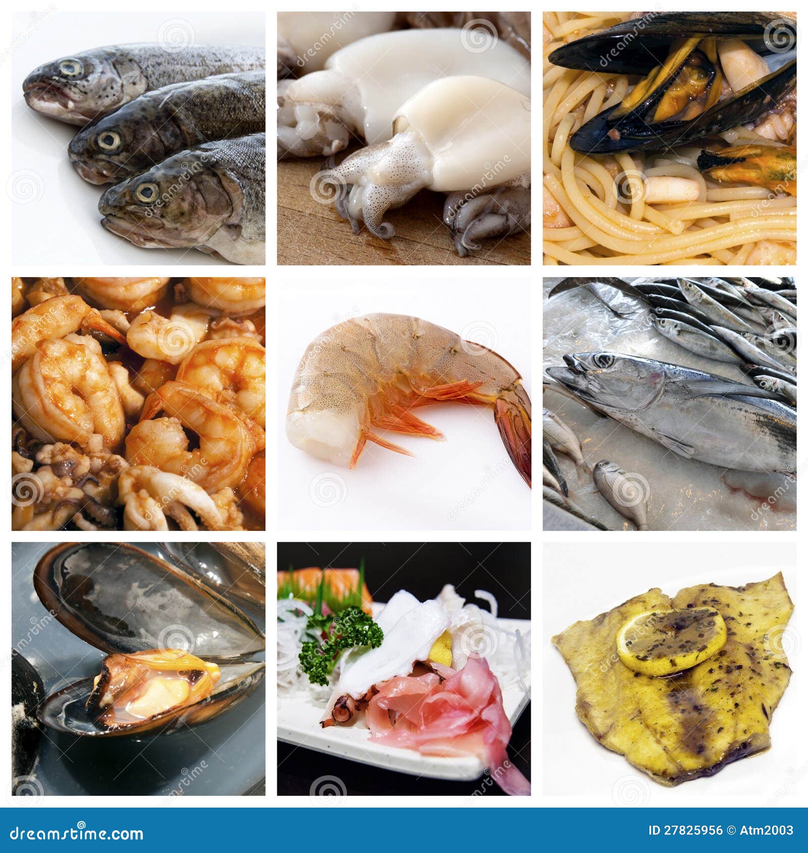 Collage Del Alimento De Mar Foto de archivo - Imagen de gambas, pastas ...