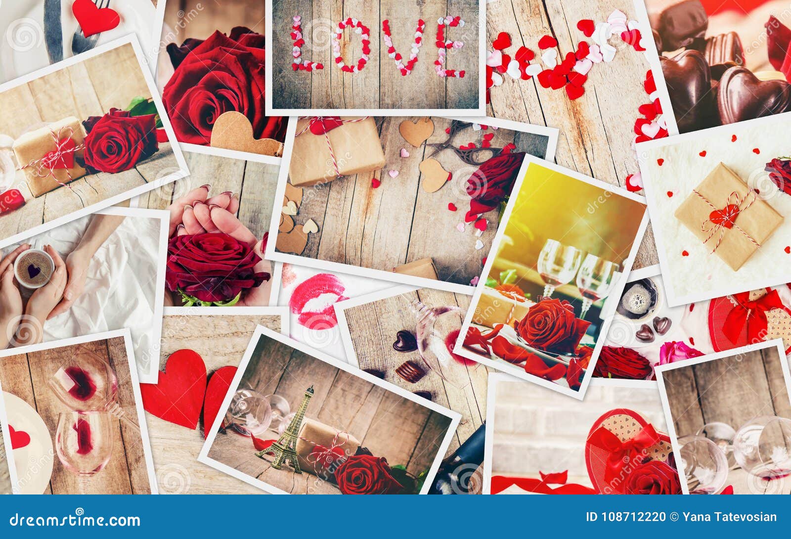 Collage Del Amor Y Del Romance Foto de archivo - Imagen de cristal ...