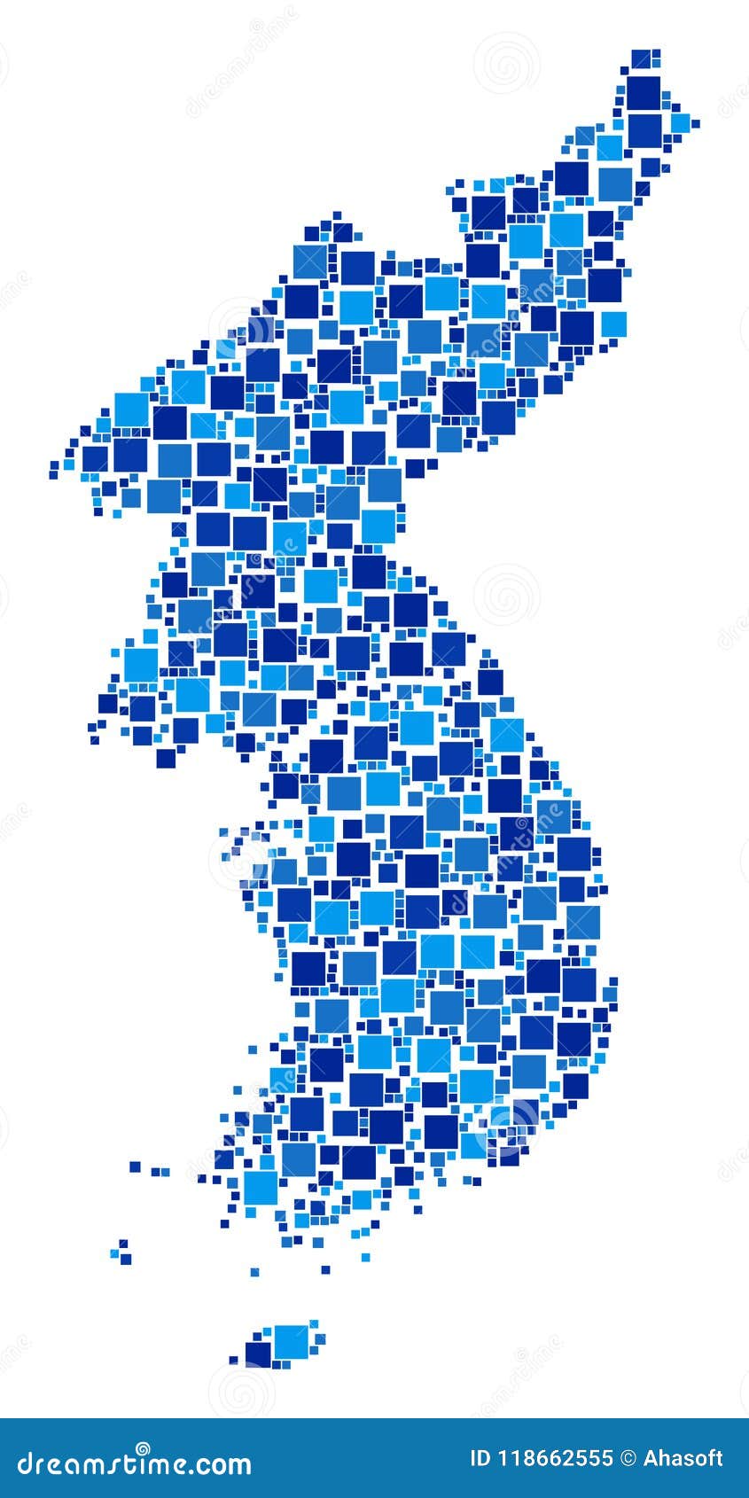 Collage Del Mapa De Corea Del Norte Y Sur De Pixeles Ilustración del ...