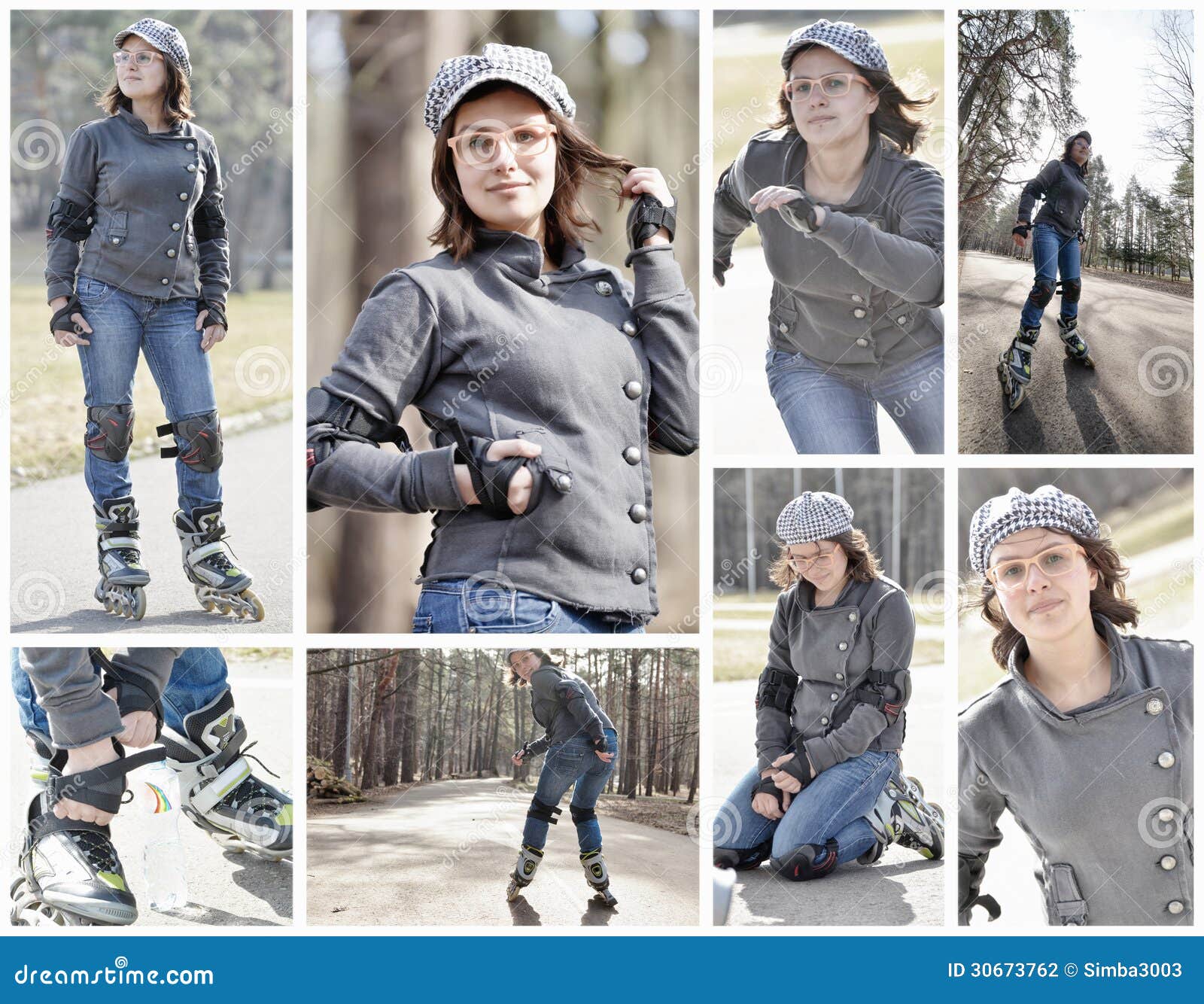 Collage Del Patinaje Sobre Ruedas Foto de archivo - Imagen de control ...