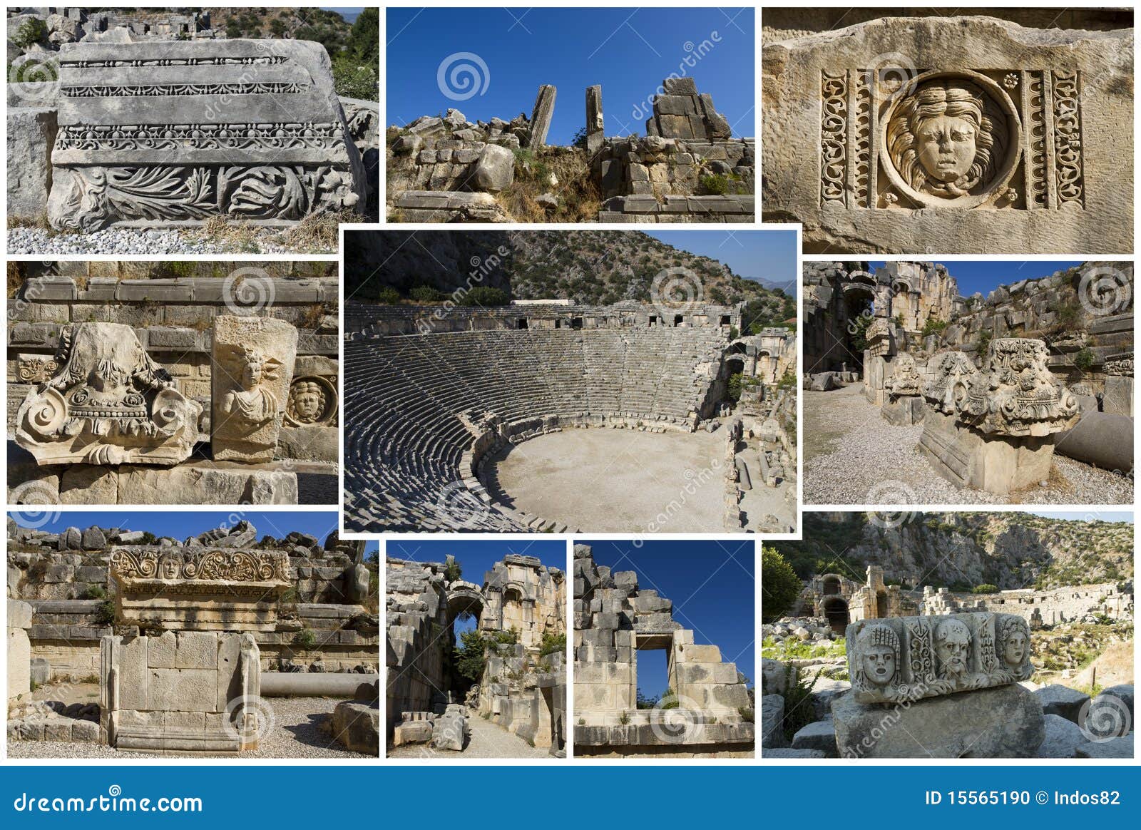 Collage del teatro romano foto de archivo. Imagen de antiguo - 15565190