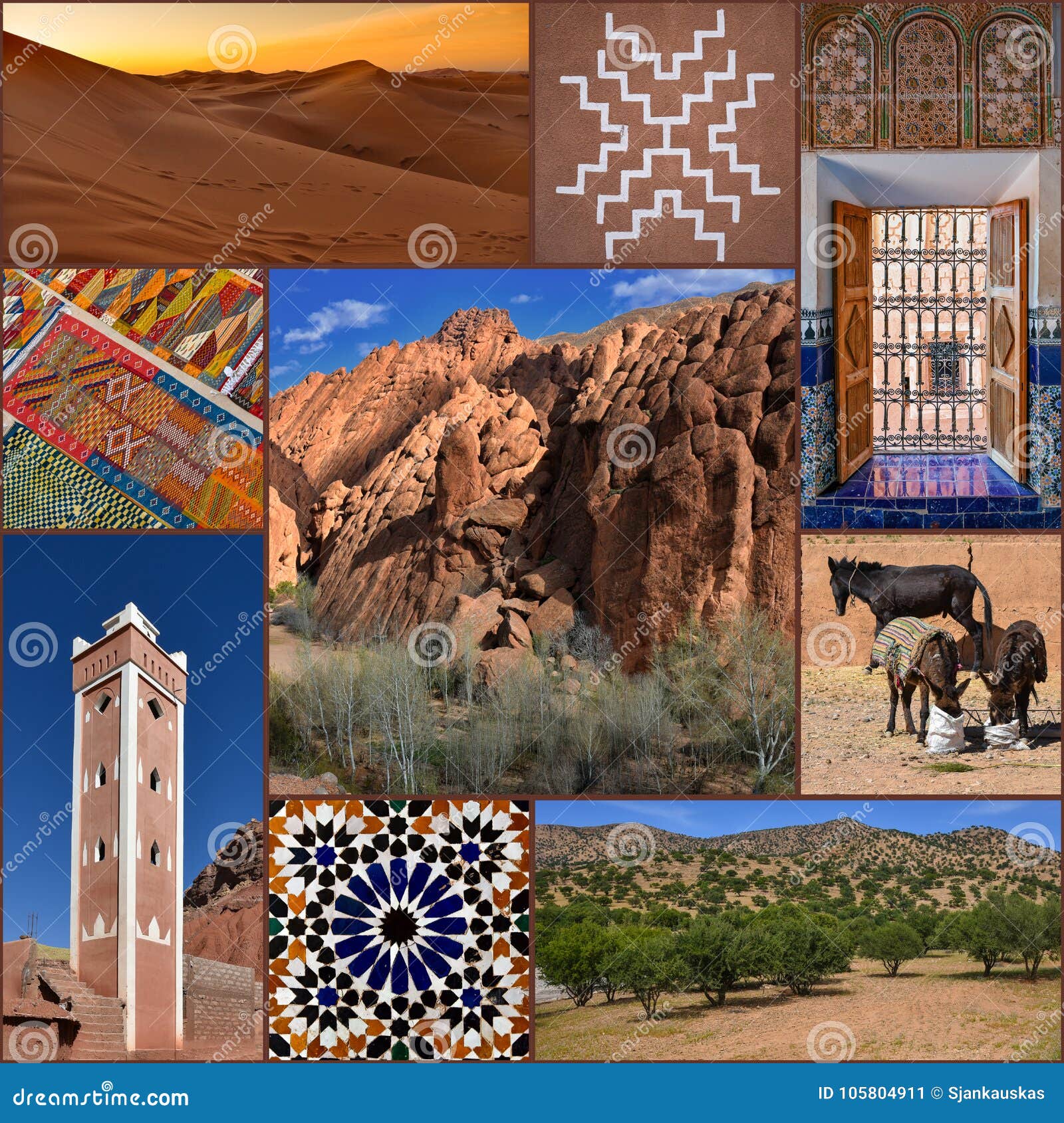 Collage Del Viaje De Marruecos Postal Imagen de archivo - Imagen de ...