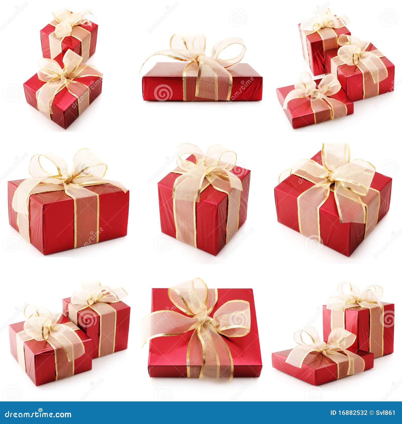 Collage des cadeaux rouges photo stock. Image du anniversaire - 16882532