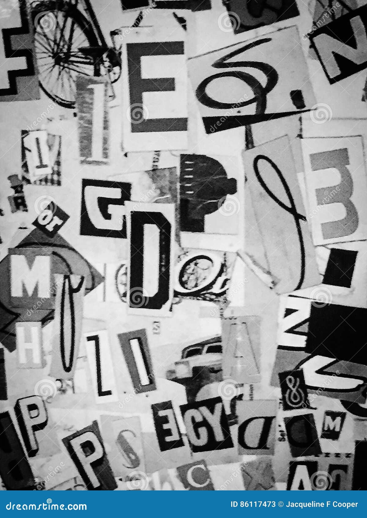 Collage Des Lettres Et Des Articles Graphiques Image stock - Image du ...