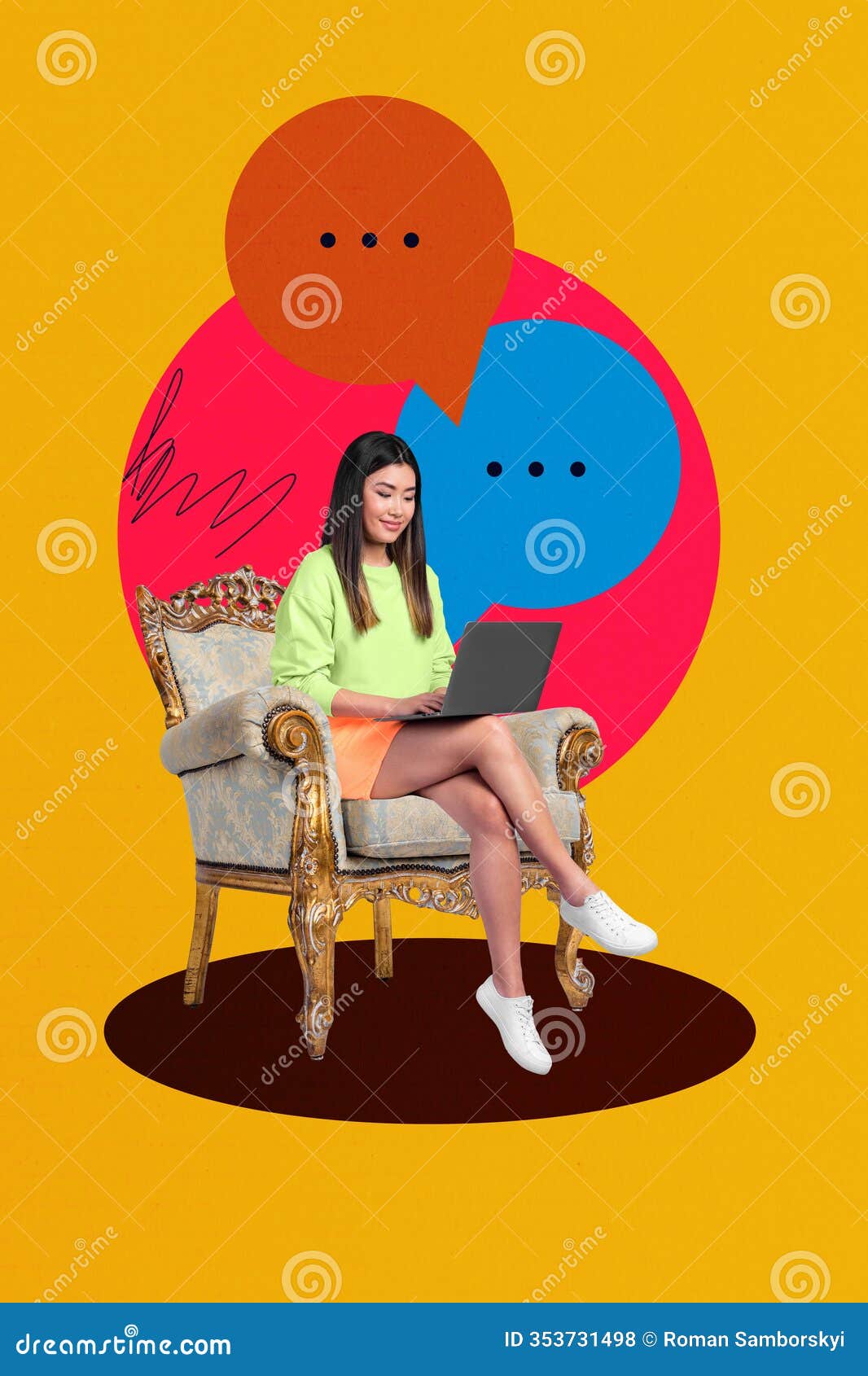 Collage Design Composite Trend Artwork Sketch of Network Social Website ...