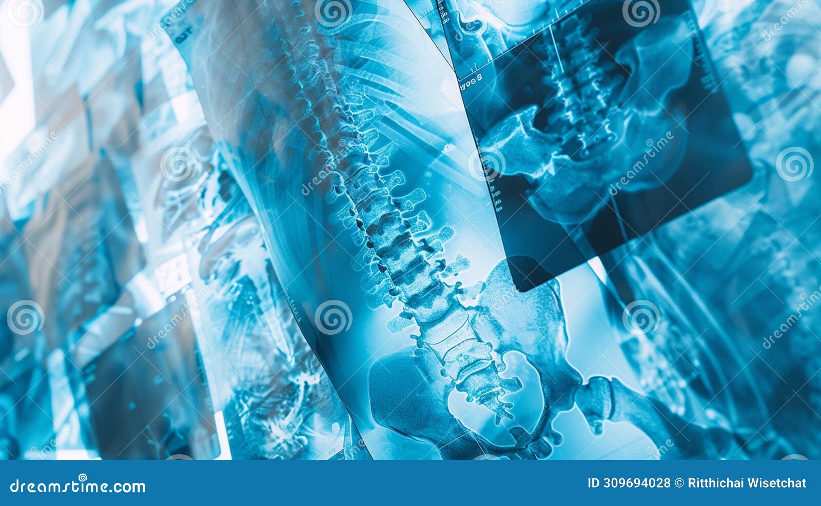 A Collage of Detailed Blue-toned X-ray Images Showcasing Various Angles ...