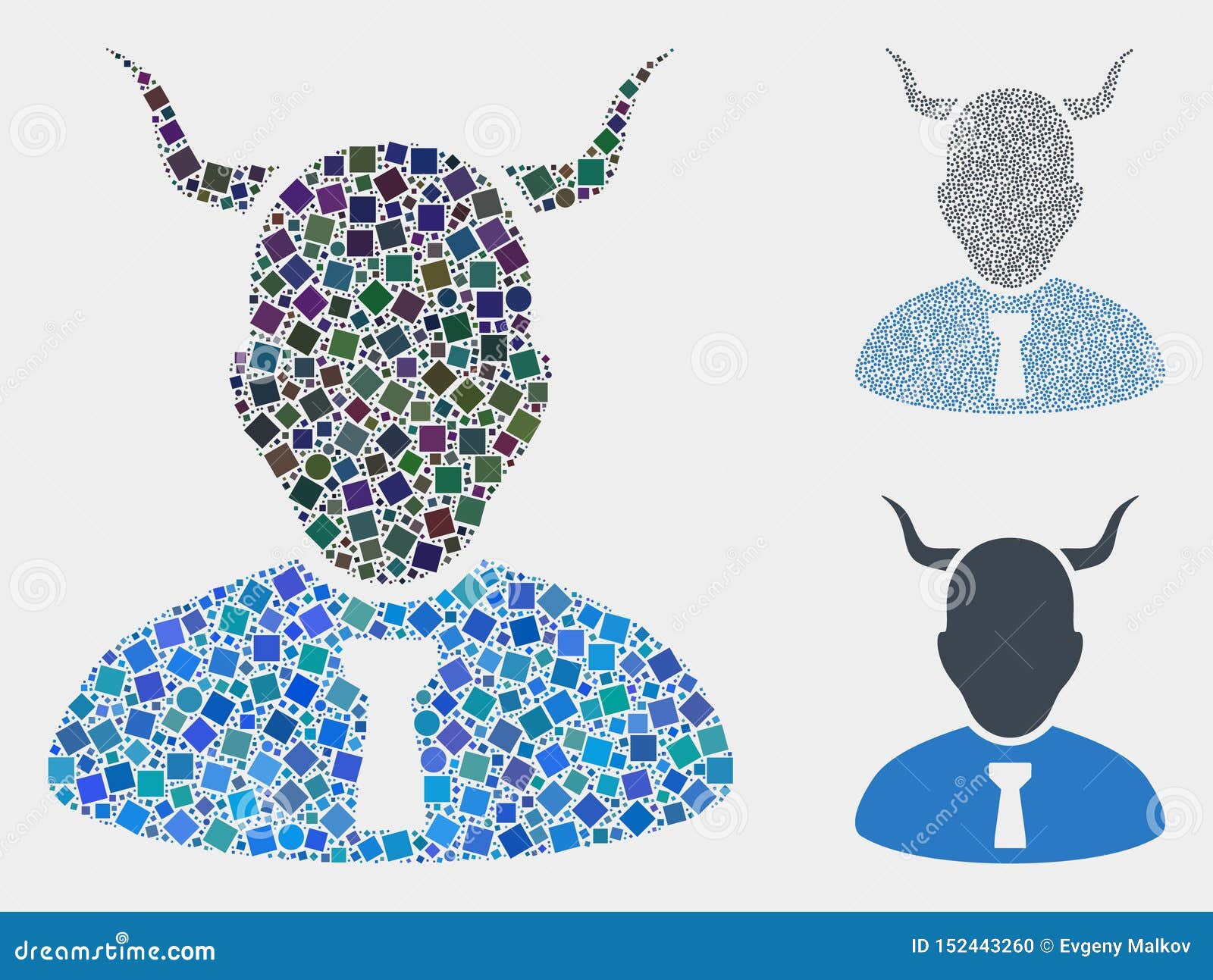 Devil Icon Mosaics of Squares and Circles Stock Vector - Illustration ...