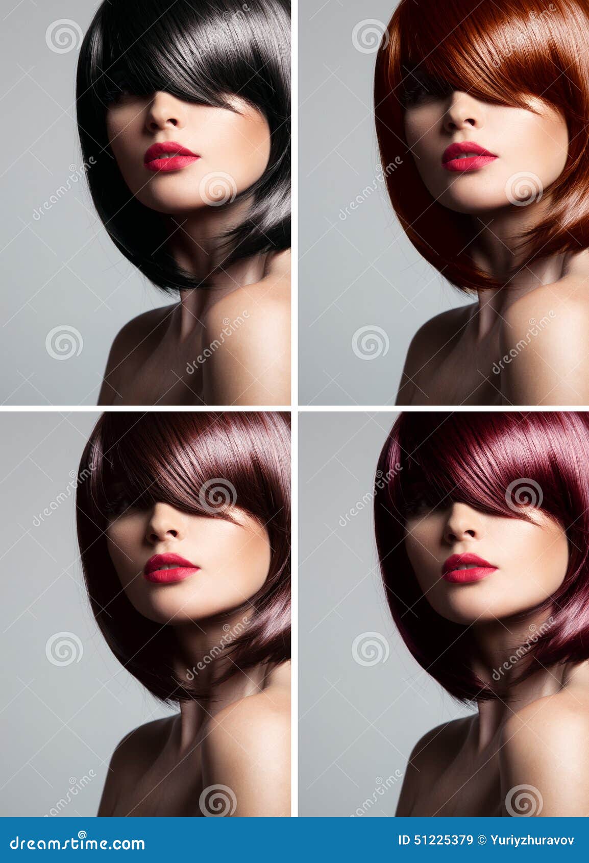 Collage Di Bella Donna Con I Capelli Misti Di Colore Immagine Stock ...