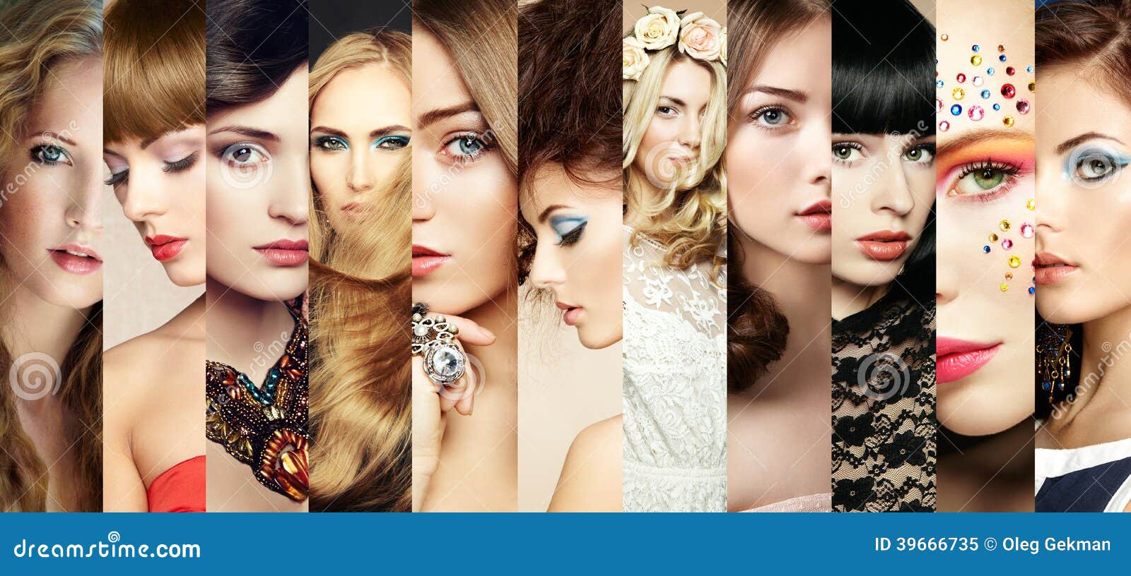 Collage Di Bellezza. Fronti Delle Donne Immagine Stock - Immagine di ...