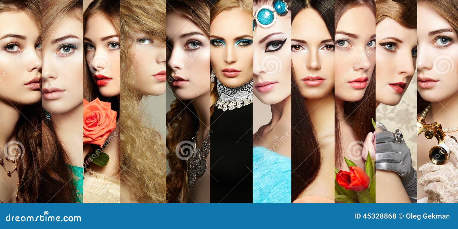 Collage Di Bellezza Fronti Delle Donne Fotografia Stock - Immagine di ...