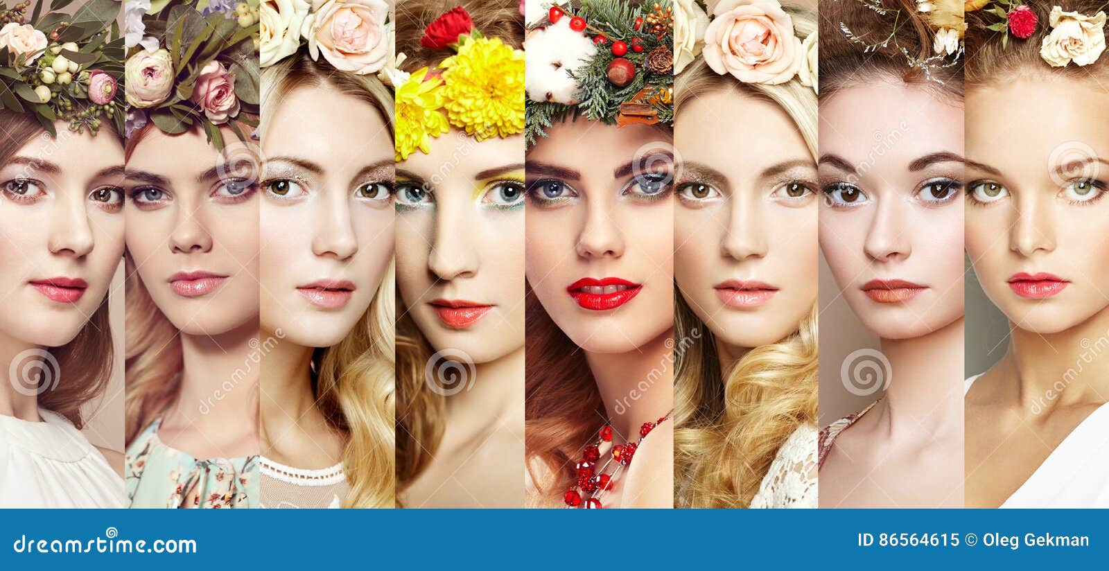Collage Di Bellezza Fronti Delle Donne Immagine Stock - Immagine di ...