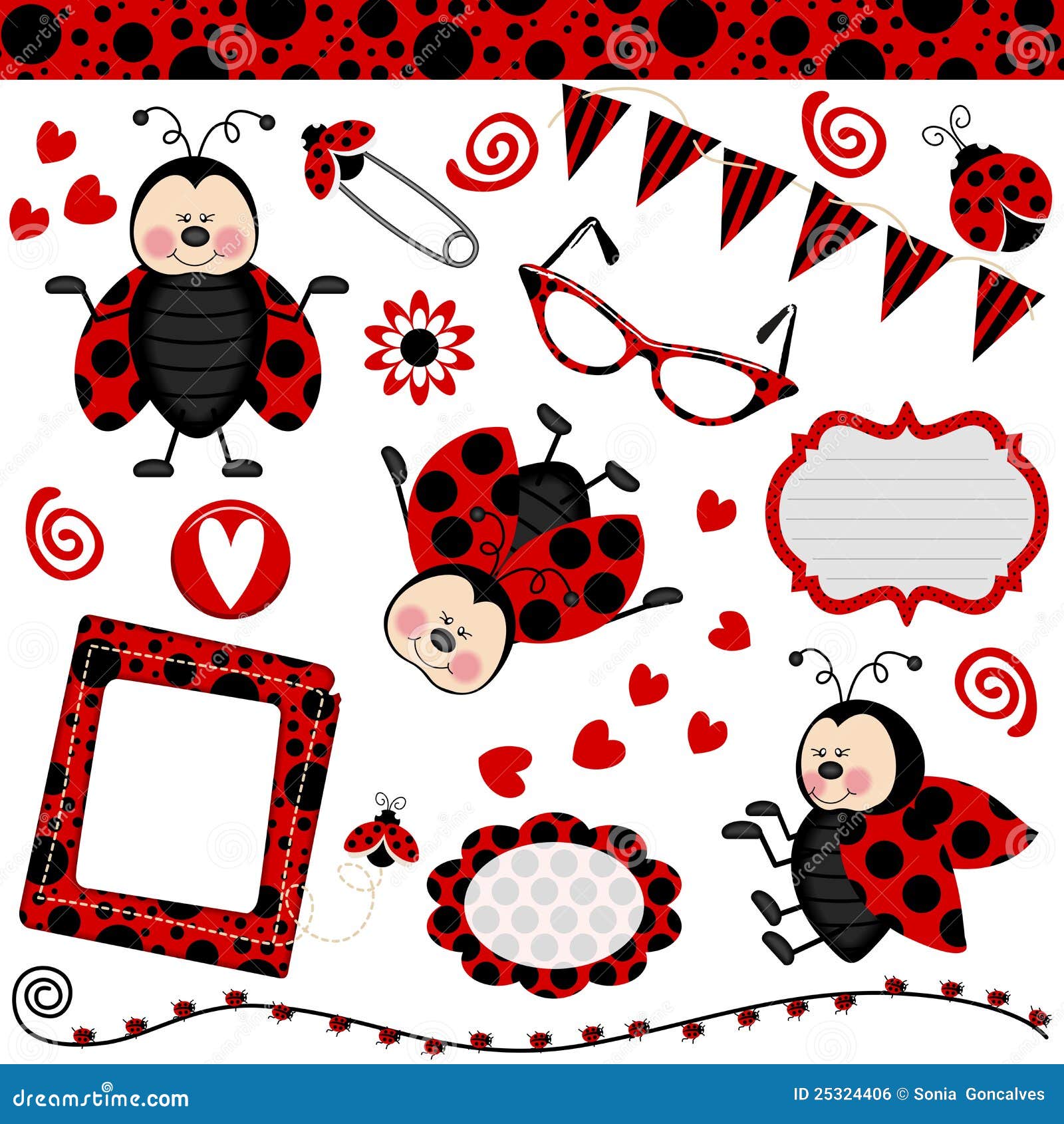 Collage Di Digitahi Del Ladybug Illustrazione Vettoriale ...