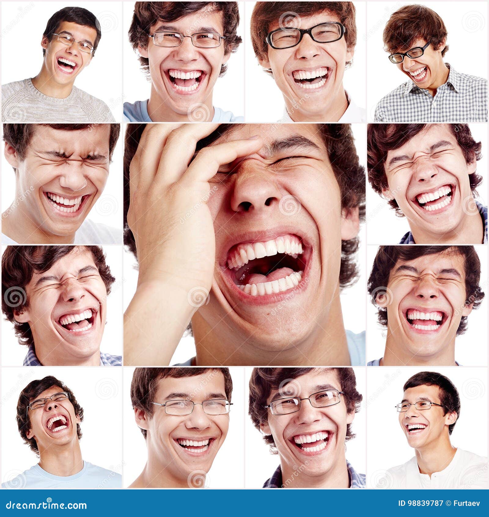 Collage Di Risata Del Fronte Immagine Stock - Immagine di vetri, latino ...