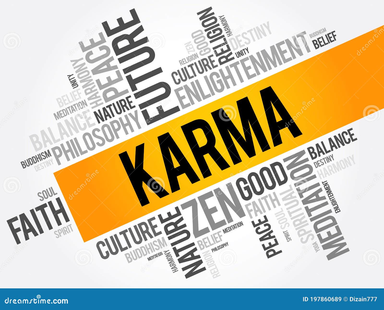 Collage Di Word Cloud Del Karma, Background Religioso Immagine Stock ...