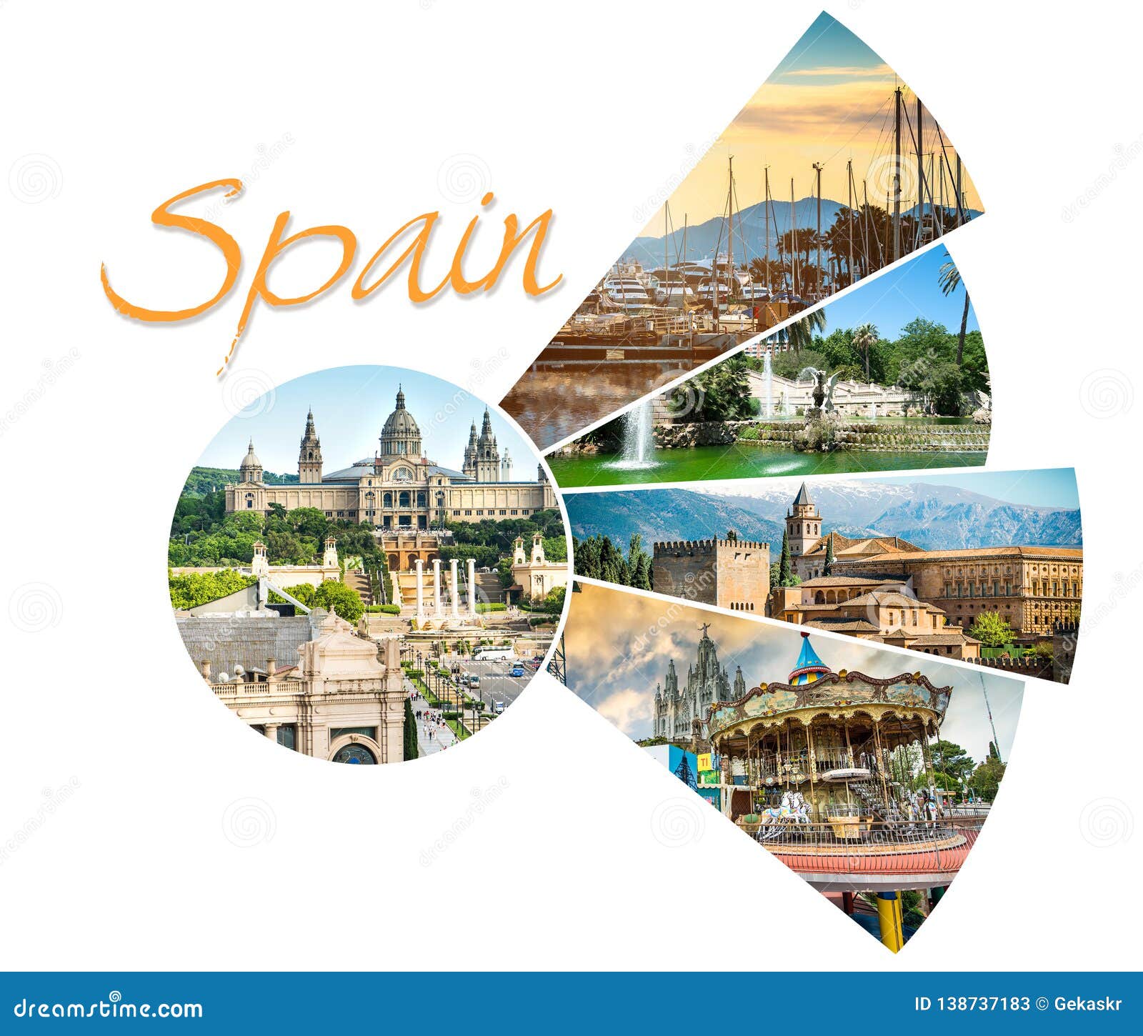 Collage of views of Spain stock image. Image of famous - 138737183