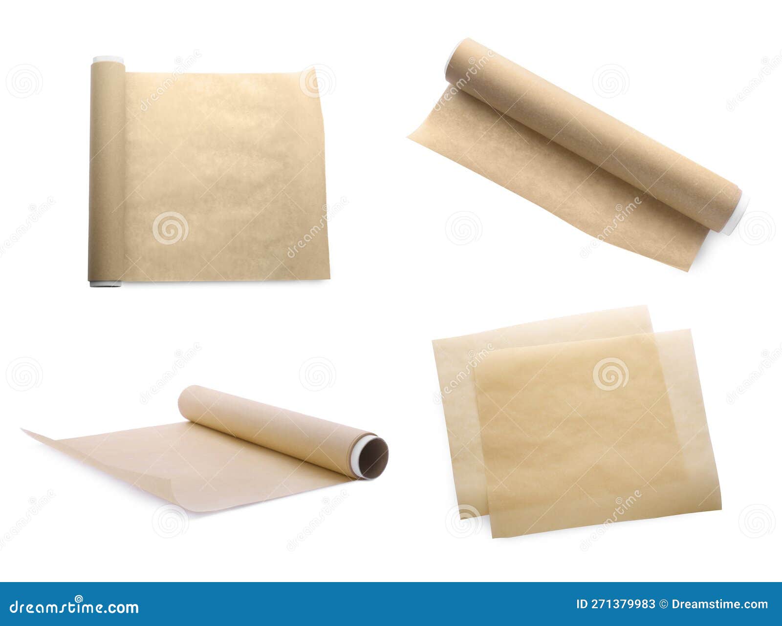 Collage with Different Baking Paper on White Background Stock Image ...