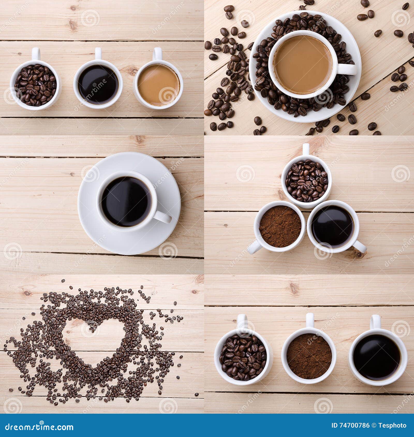 Collage of Different Coffee Details. Stock Photo - Image of energy ...