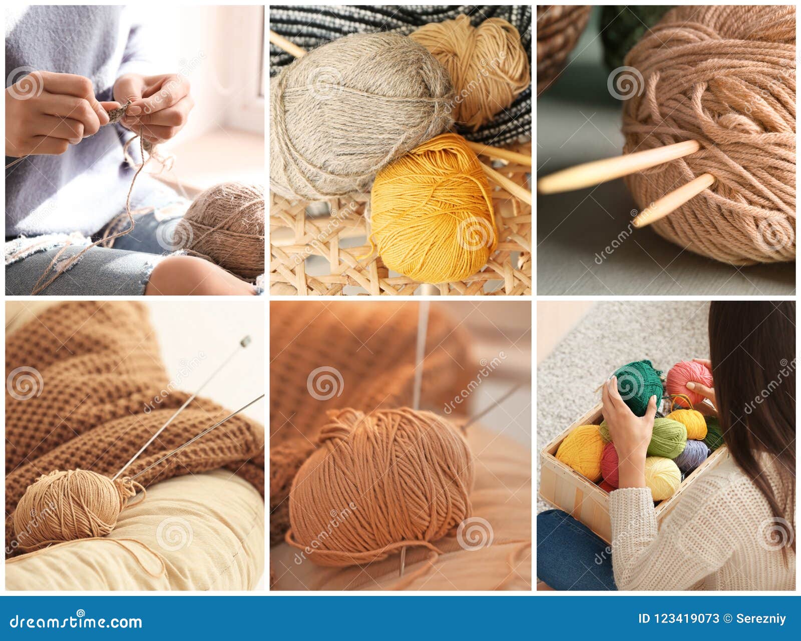 Collage of Different Color Knitting Threads Stock Image - Image of ...