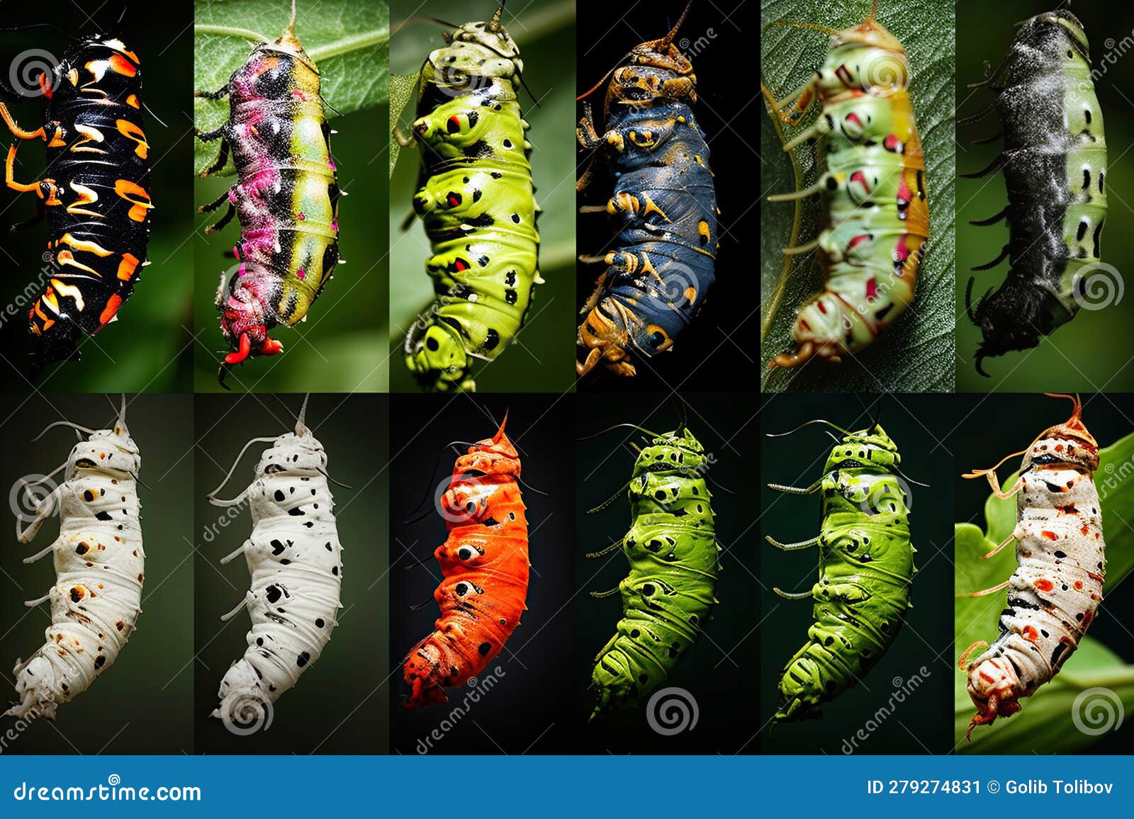 A Collage of Different Colored Caterpillar Predators. Generative Ai ...