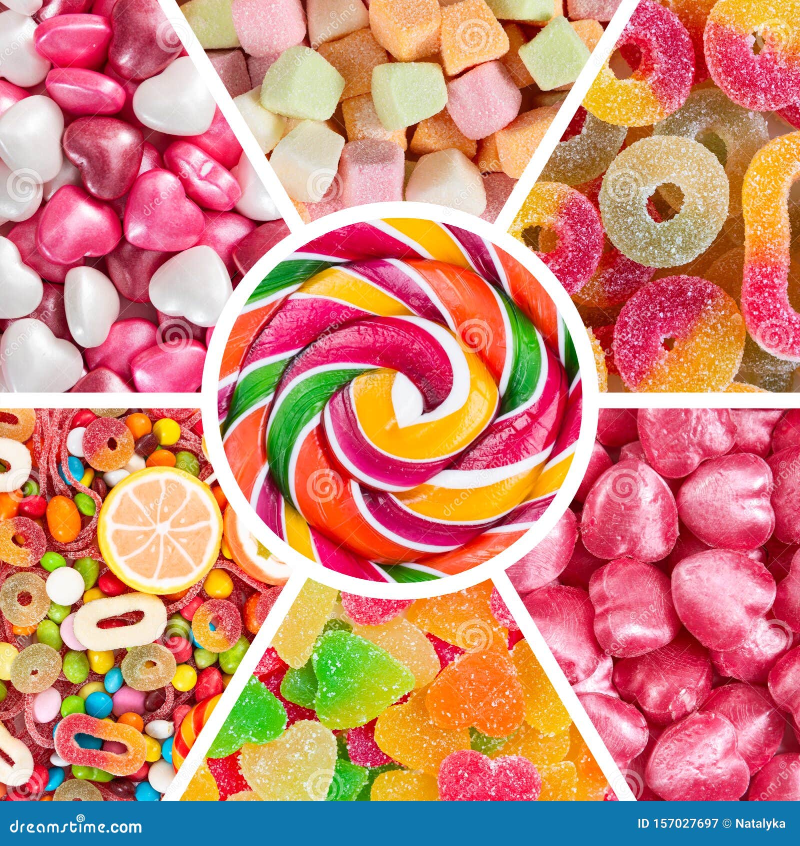 Collage of Different Colorful Candy Stock Image - Image of color ...