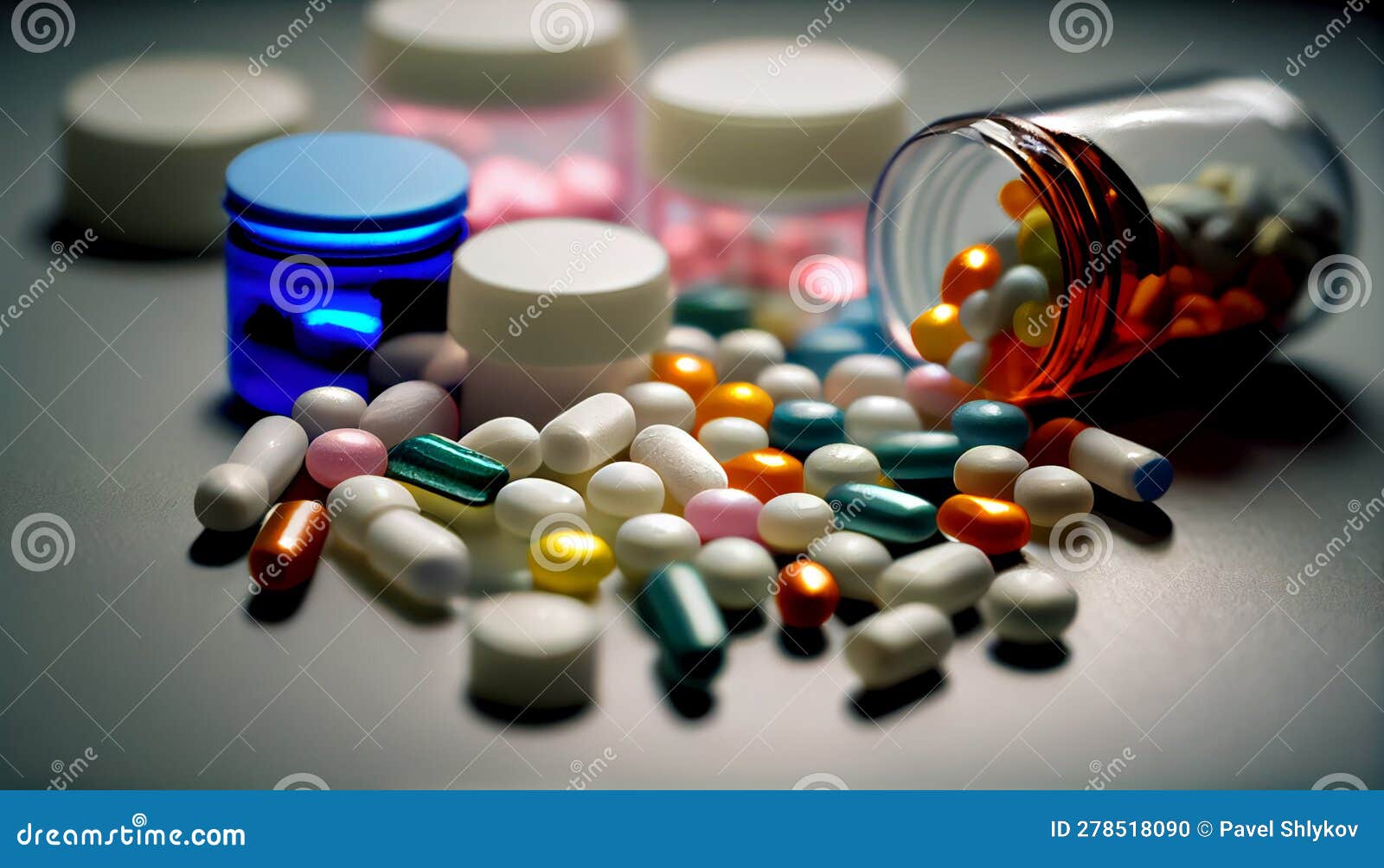 Collage of Different Colorful Pills Stock Illustration - Illustration ...
