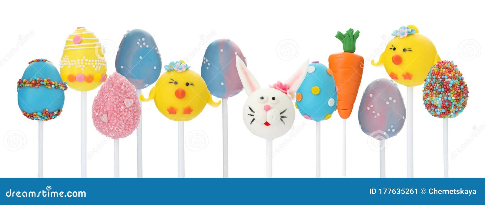 Collage with Different Delicious Cake Pops on Background. Banner Design ...