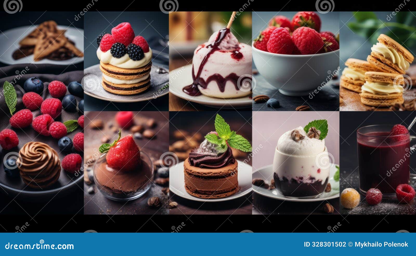 Collage with Different Delicious Desserts. Ai Generated Image Stock ...