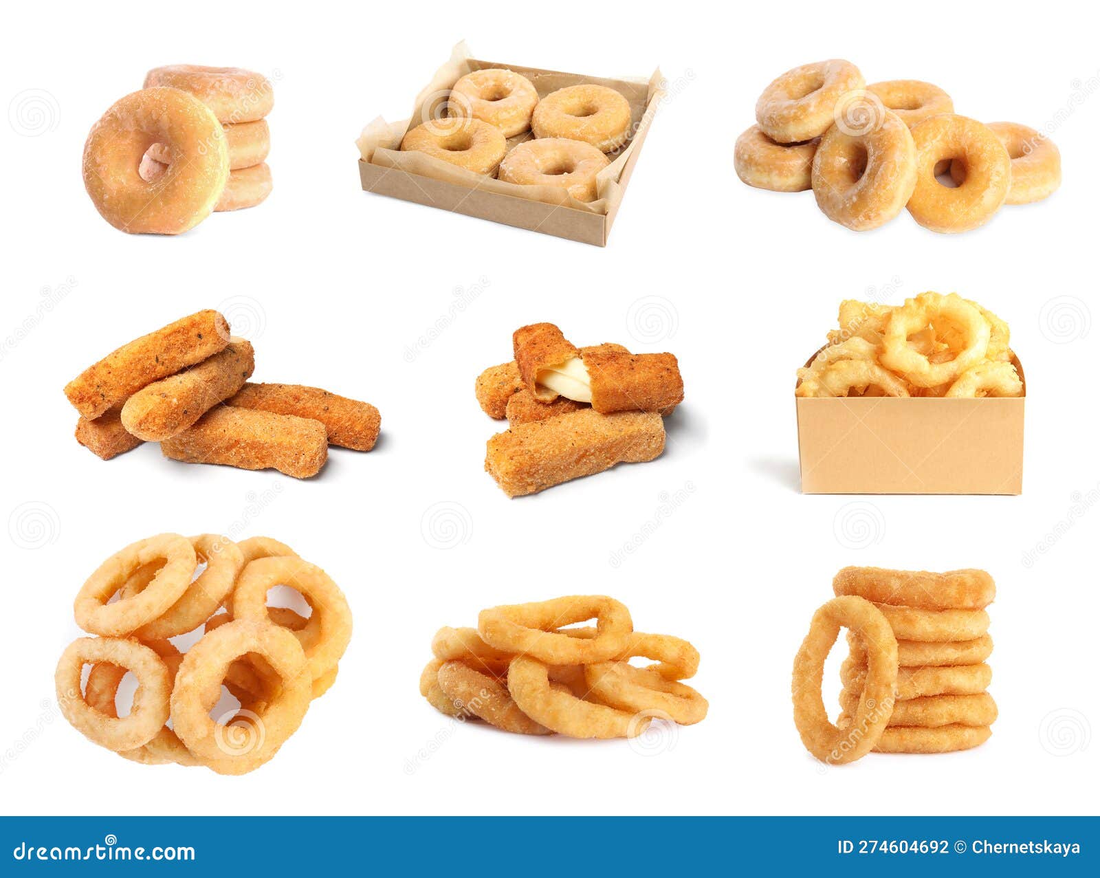 Collage with Different Delicious Fast Food on White Background Stock ...