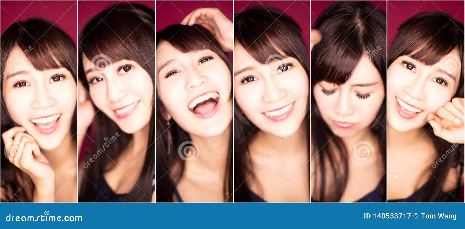 Collage with Different Emotions in Same Young Woman Stock Image - Image ...