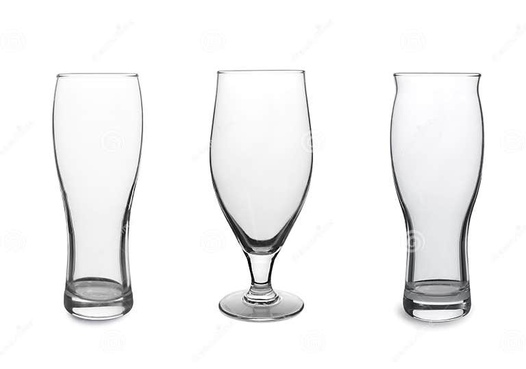 Collage With Different Empty Glasses On White Background Stock Image Image Of Shape Design