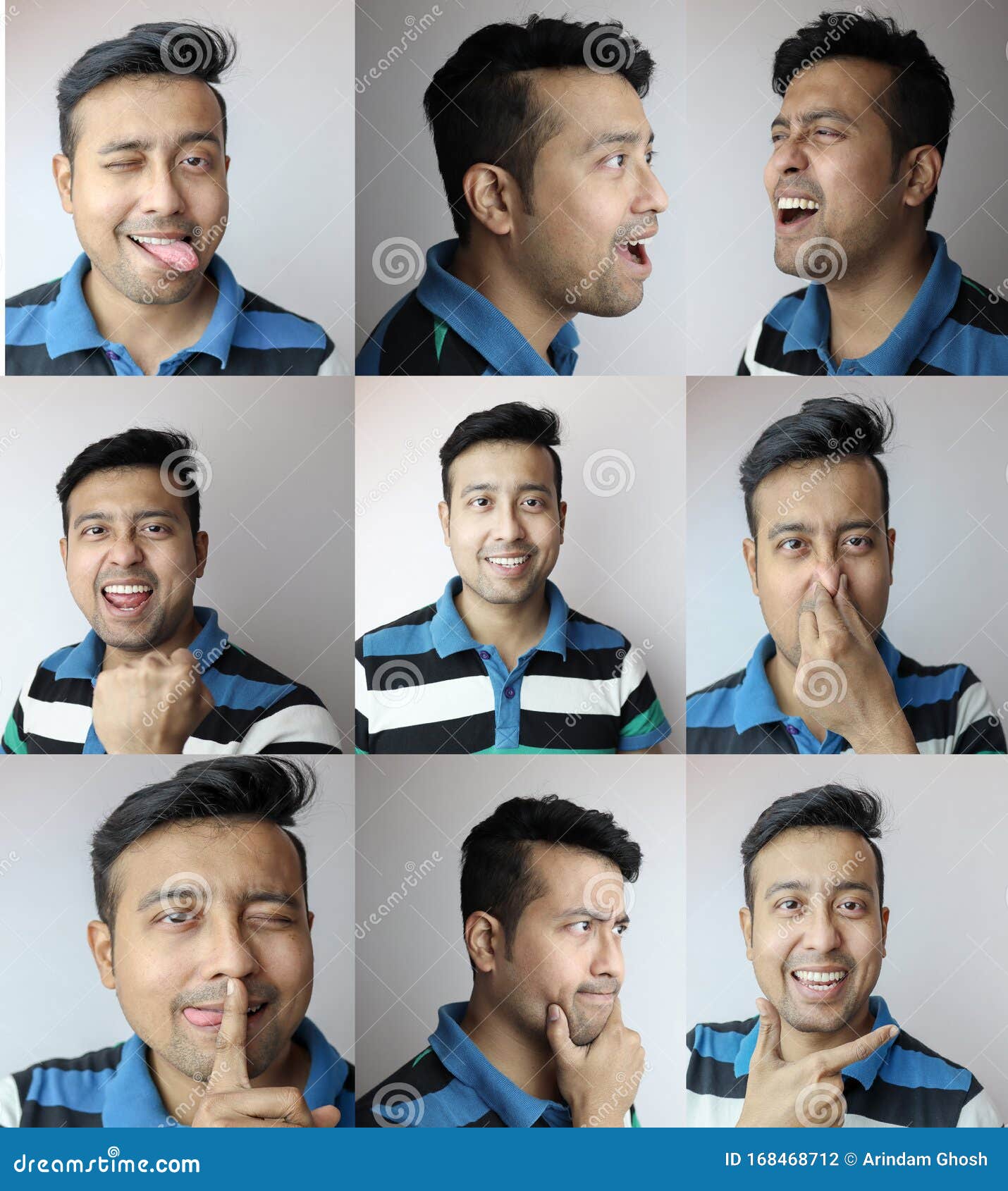 Collage of Different Expressions of a Young Indian Guy Stock Photo ...