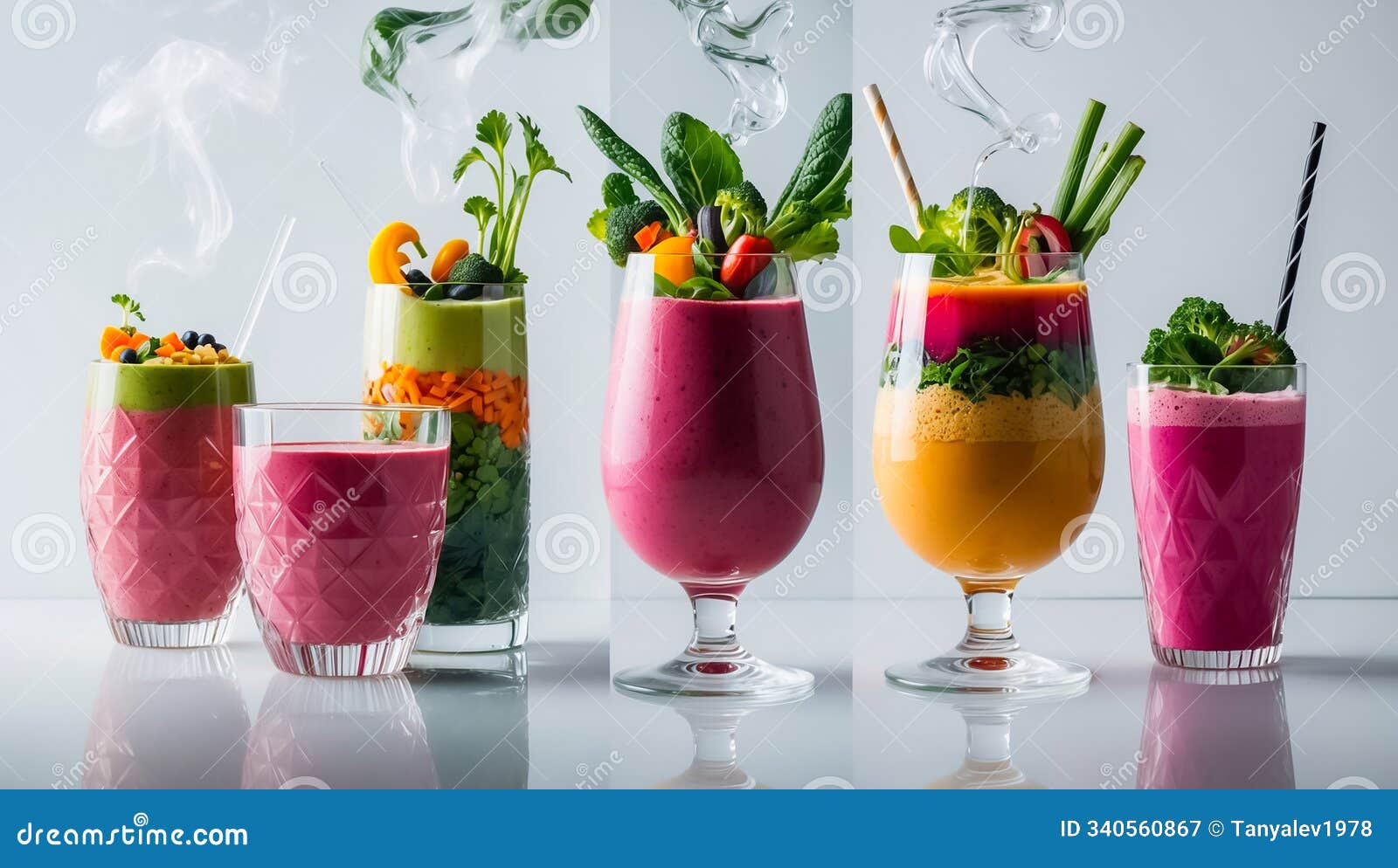 Collage of Different Fresh Vegetable Smoothies Stock Illustration ...