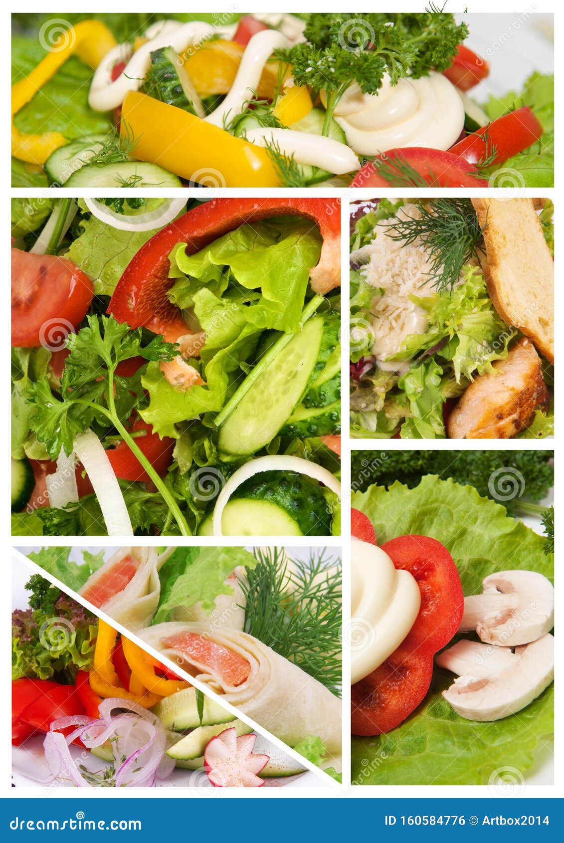 Collage of Different Salads Stock Photo - Image of fresh, food: 160584776