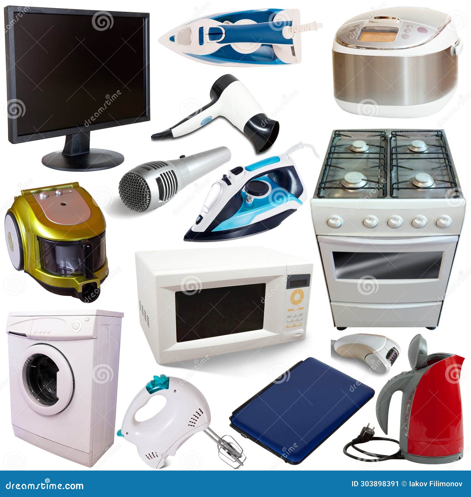 Collage of Different Home Appliances Stock Image - Image of mill ...