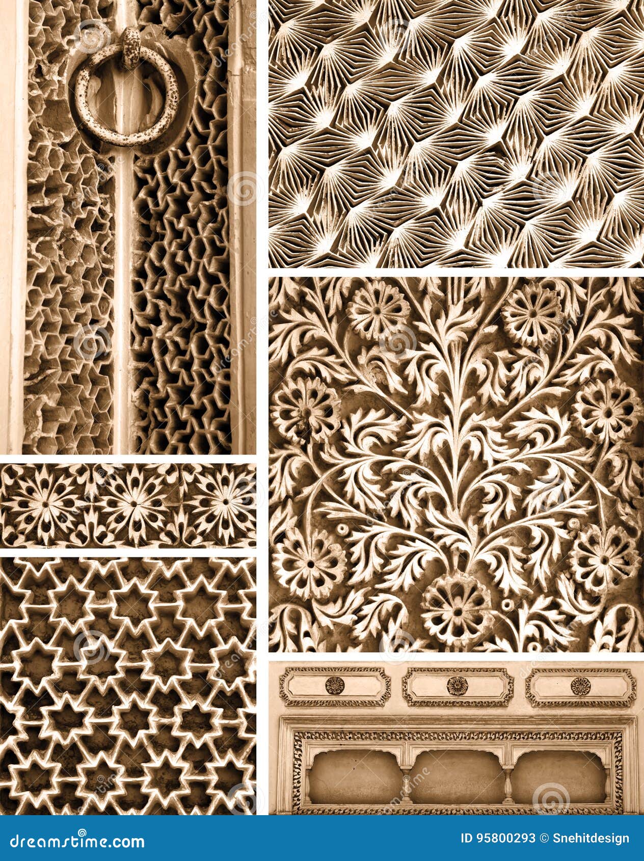 Collage of Different Intricate Patterns Stock Image - Image of asia ...