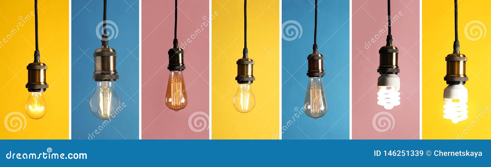 Collage of Different Lamp Bulbs Stock Image - Image of fluorescent ...